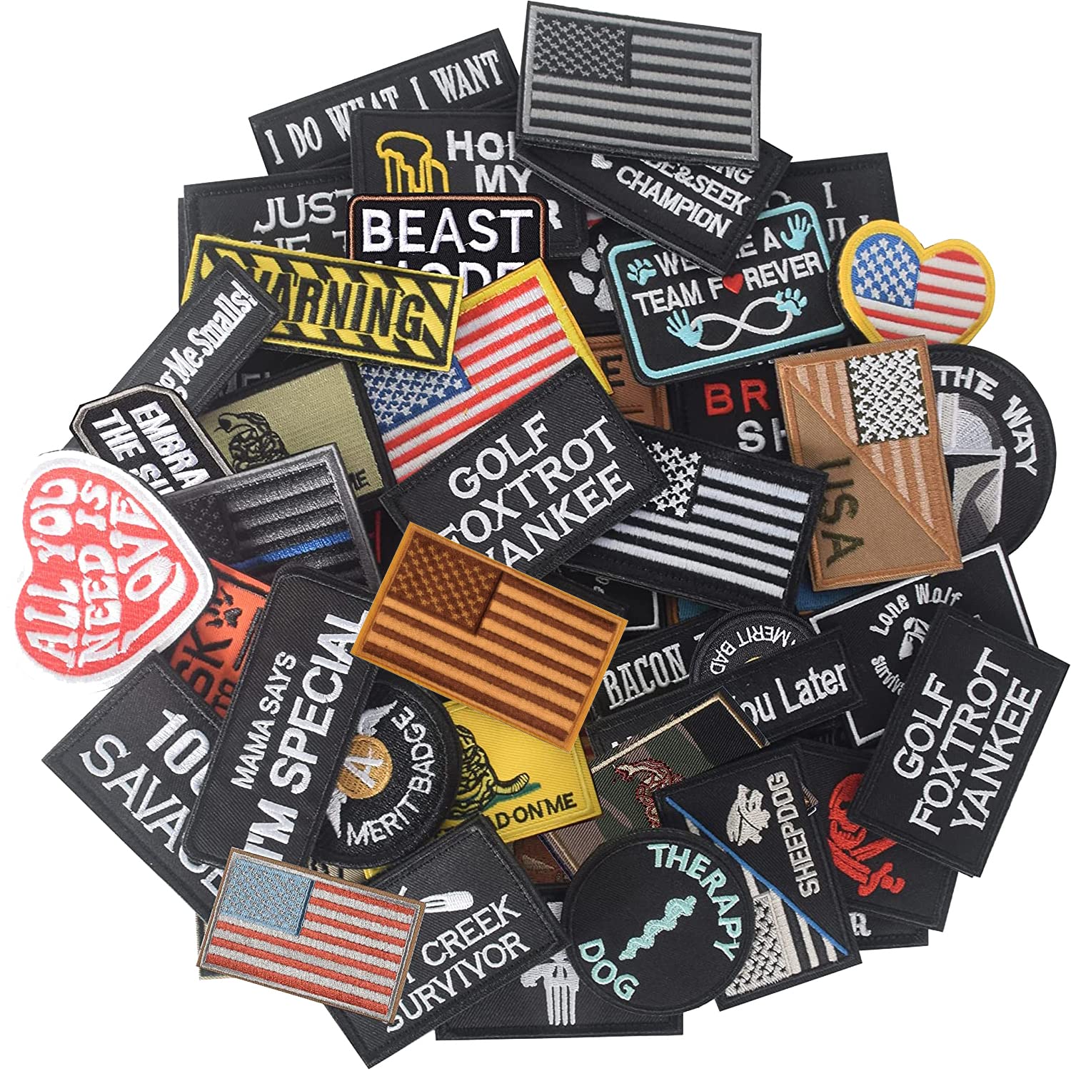 20 Pieces Random Patches Tactical Morale Embroidery Patches, Military ...