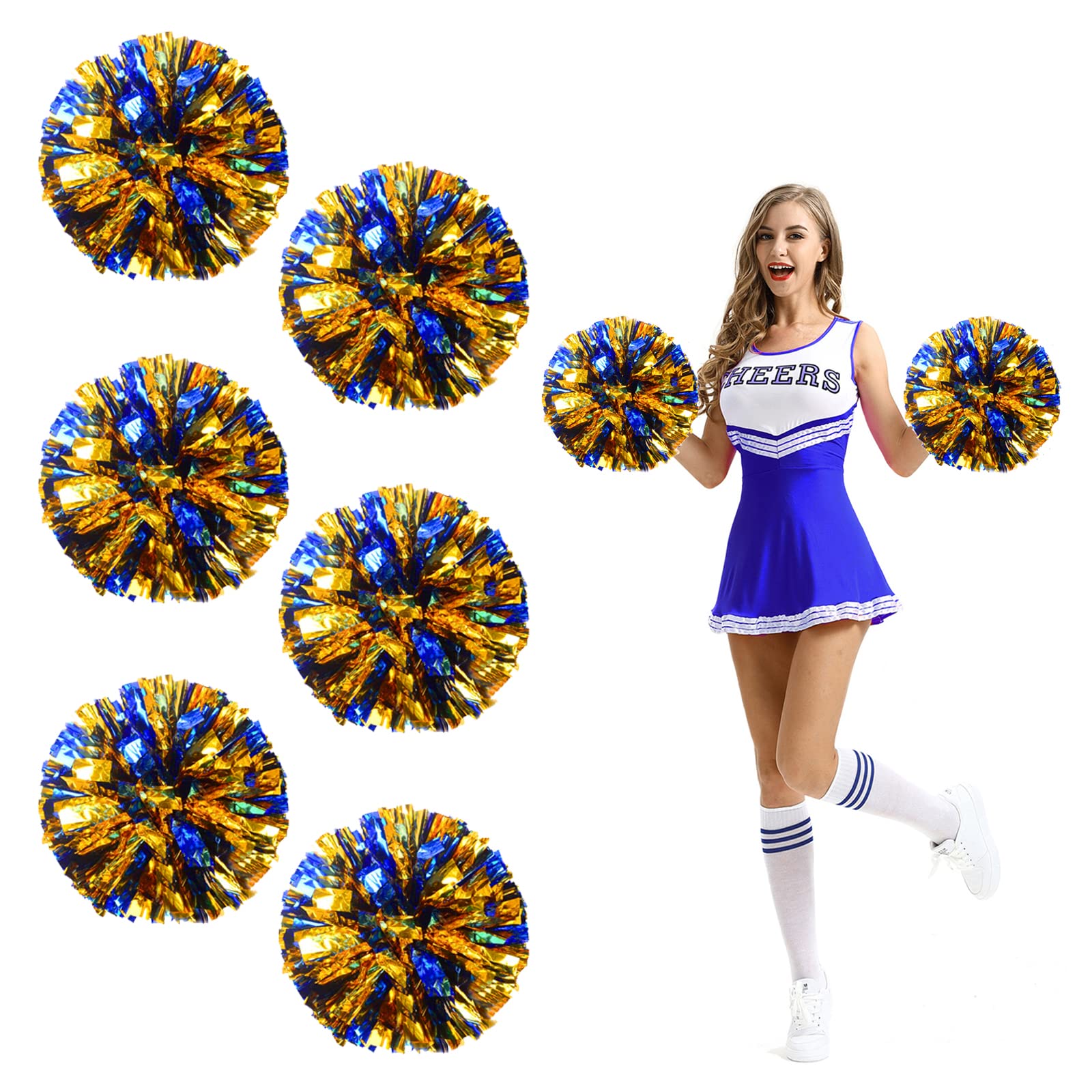 Extpro 6Pcs Cheerleading Pom Poms Plastic Pom Poms for Kids Adults ...