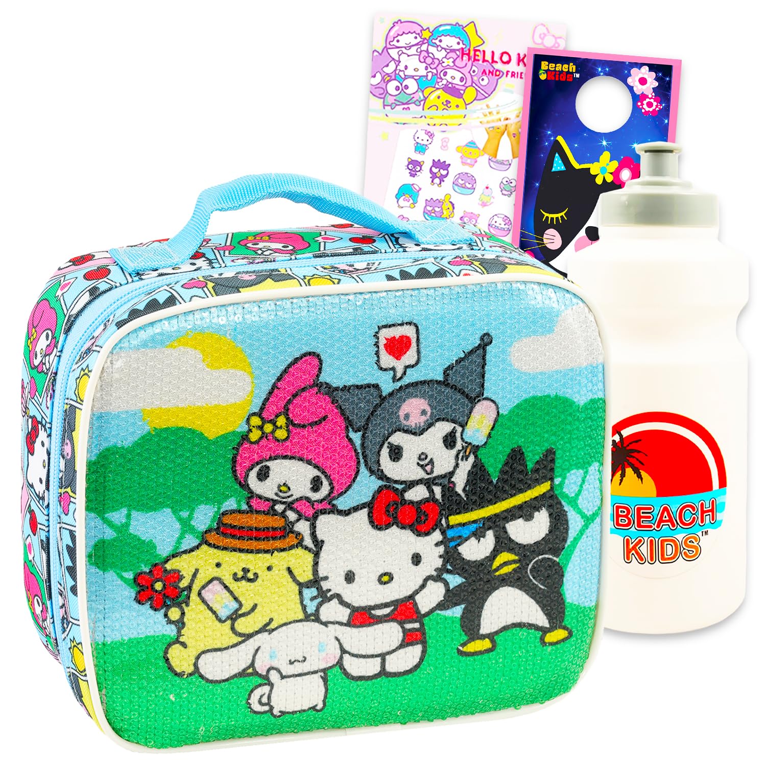 Sanrio Lunch Bag Set - Bundle of Sequined Hello Kitty Lunch Box with My ...