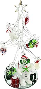 Amazon.com: Mini Crystal Christmas Tree with Snowman and 15 Hand Blown ...
