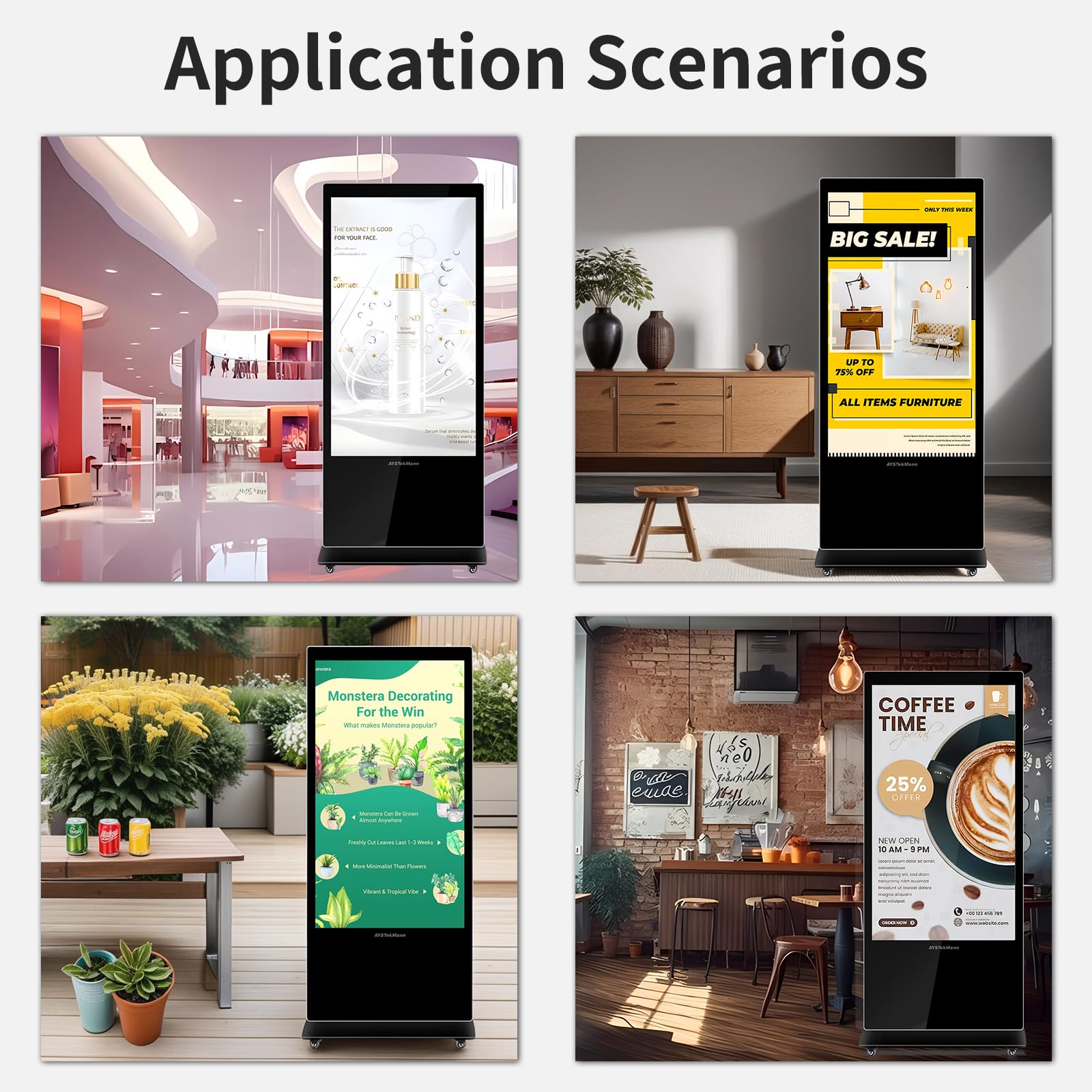 Mua AYSTekMann 65" Digital Signage Displays, 4K LCD Capacitive Touch ...