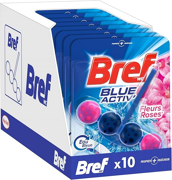 Bref WC Blue Activ Fleurs Roses - Bloc Nettoyant WC - Lot de 10 blocs ...