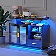 Amazon.com - WOOVIVS 39.4" Modern LED Sideboard Buffet Cabinet with ...