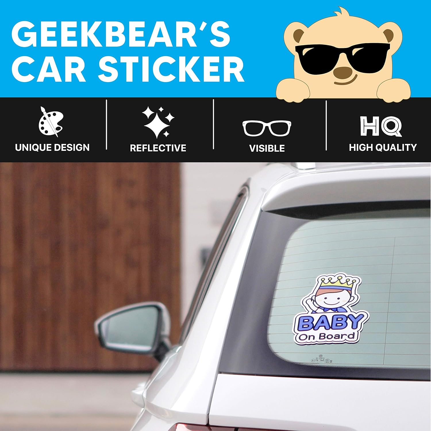 GEEKBEAR Baby on Board Sticker and Decal (Prince, 2 Pack) – Baby Bumper ...