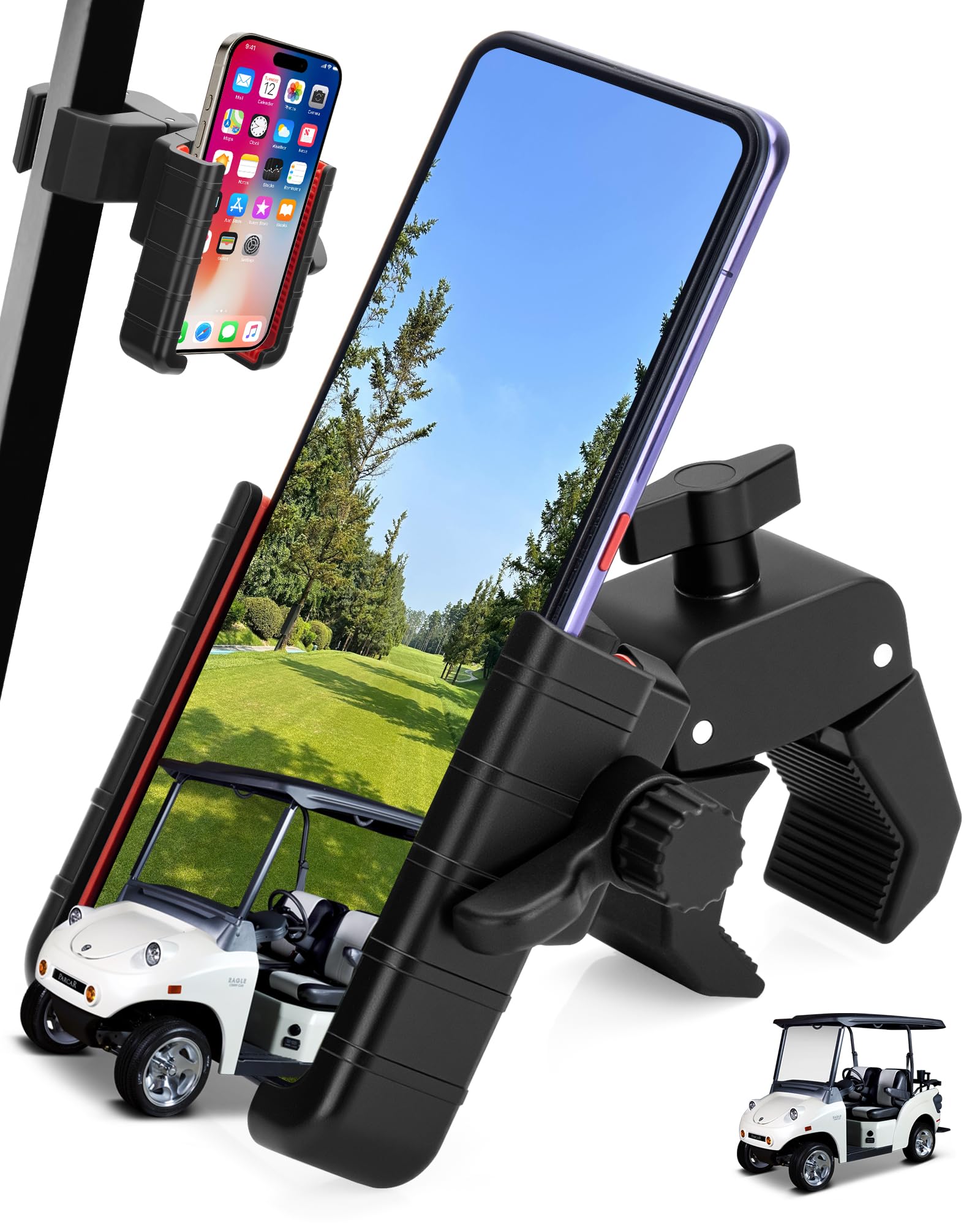 Golf Cart Phone Holder for EZGO Club Car Yamaha, Universal Phone Mount ...
