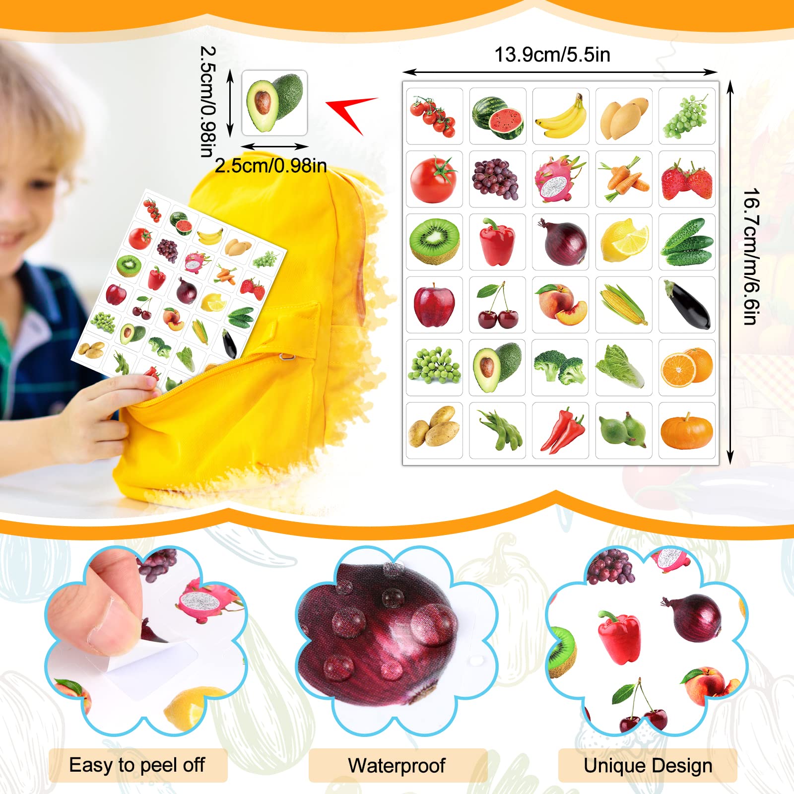 Mua 600 Pcs Fruits Vegetable Stickers for Kids Fruits Vegetable Photos ...