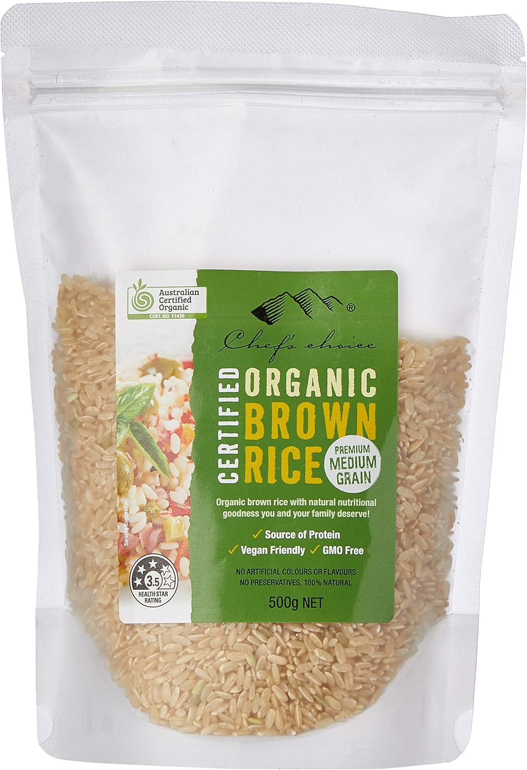 Chef's Choice Organic Medium Brown Rice Grain 500 g: Amazon.com.au ...