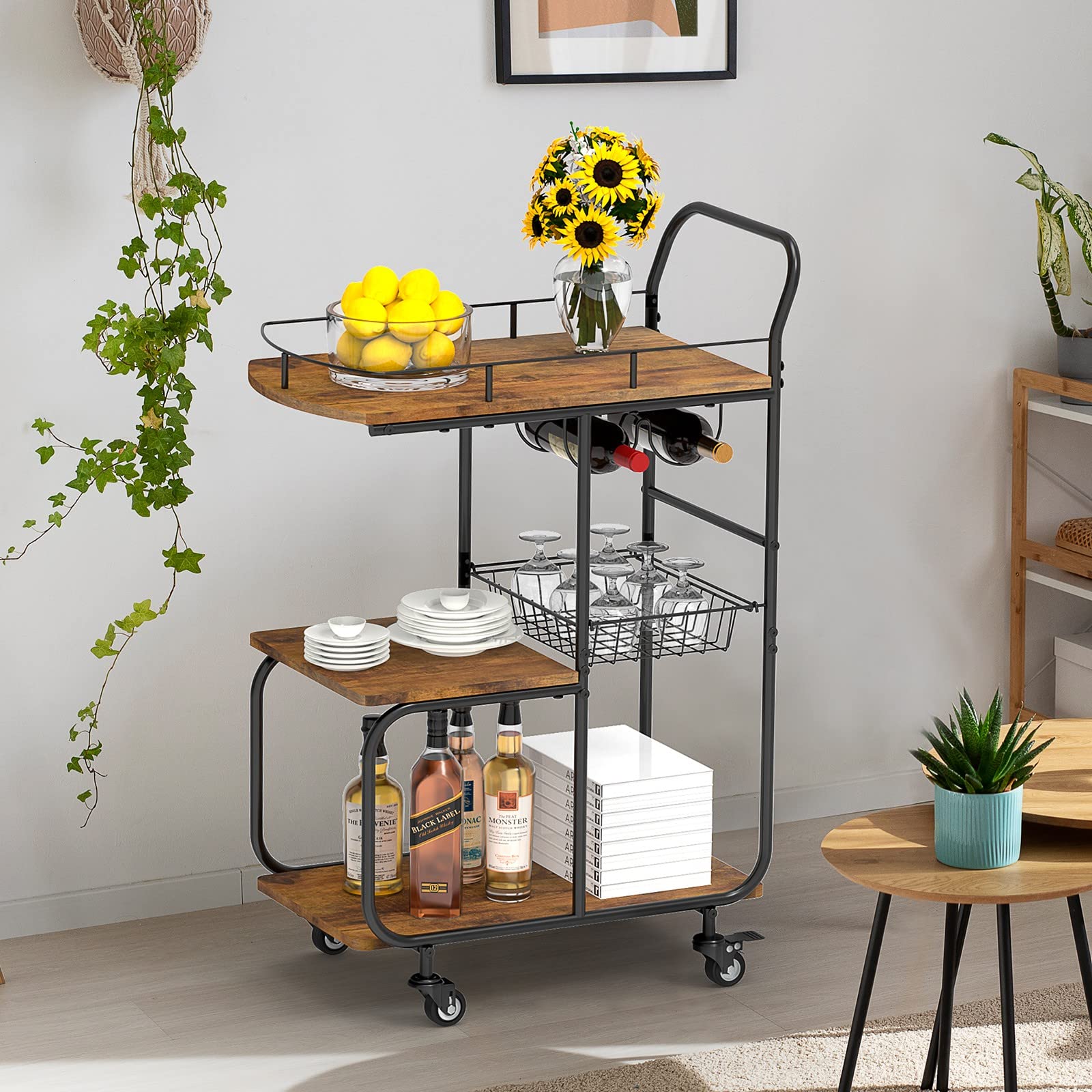 Mua Bar Cart for Home, Liquor Beverage 3 Tier Industrial Kitchen ...