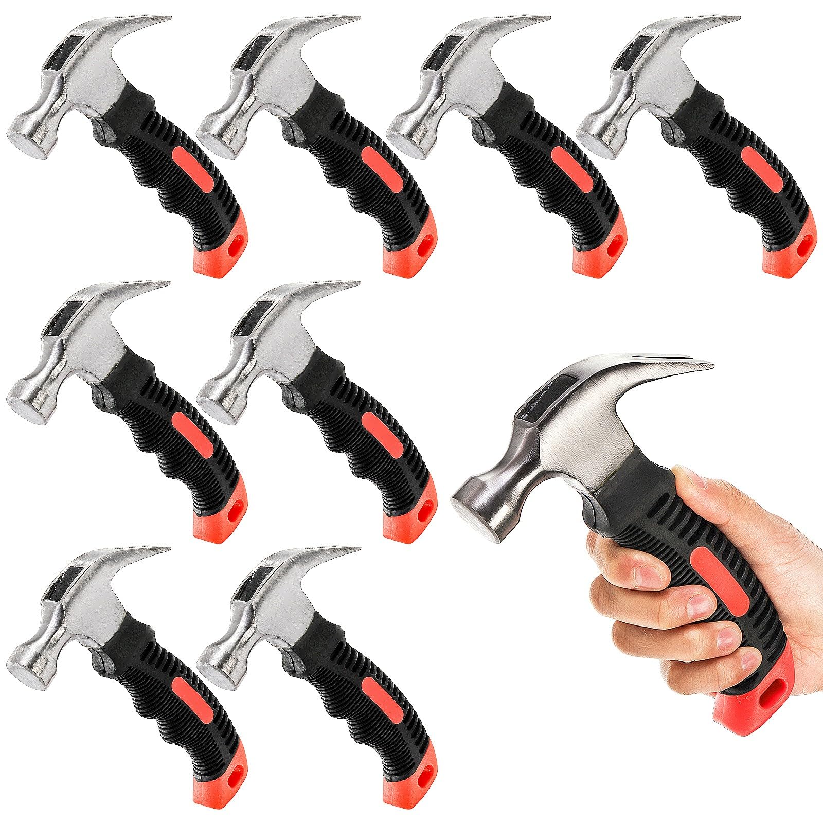 Mezchi 8 Pack 12 oz Small Hammer Tool, Mini Claw Hammer with Soft ...