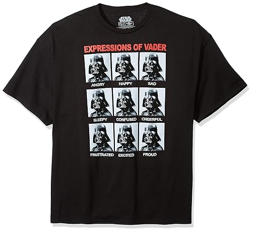 Buy Star Wars Men's Expressions of Darth Vader T-Shirt, Black, 3XL at ...
