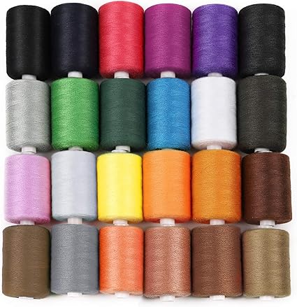 HAITRAL Cotton Sewing Thread Sets - 24-Color Spools Thread, 1000 Yards ...