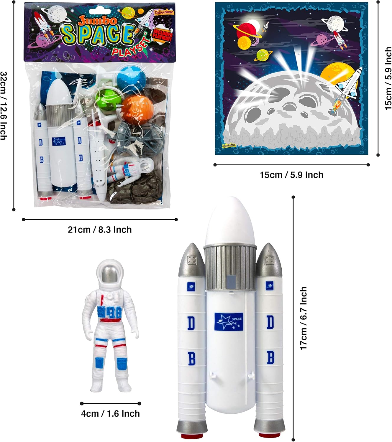 Jumbo Playset – Space from Deluxebase. Large Space Figures Toy Set. Bag ...