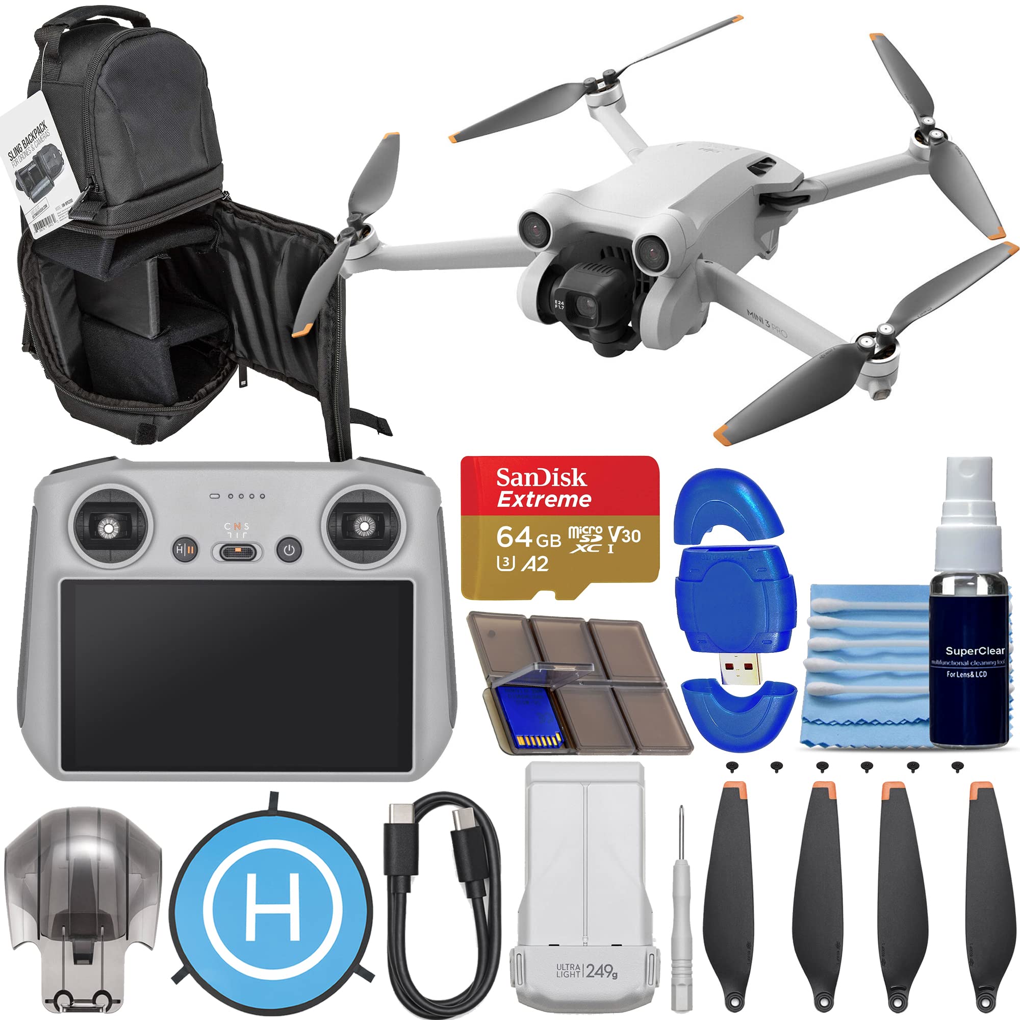 DJI Mini 3 Pro (DJI RC) Camera Drone 4K Video Quadcopter with RC Smart ...