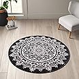 Amazon.com: Carvapet 2' Small Round Area Rug 24in Black Ivory Chic Boho ...