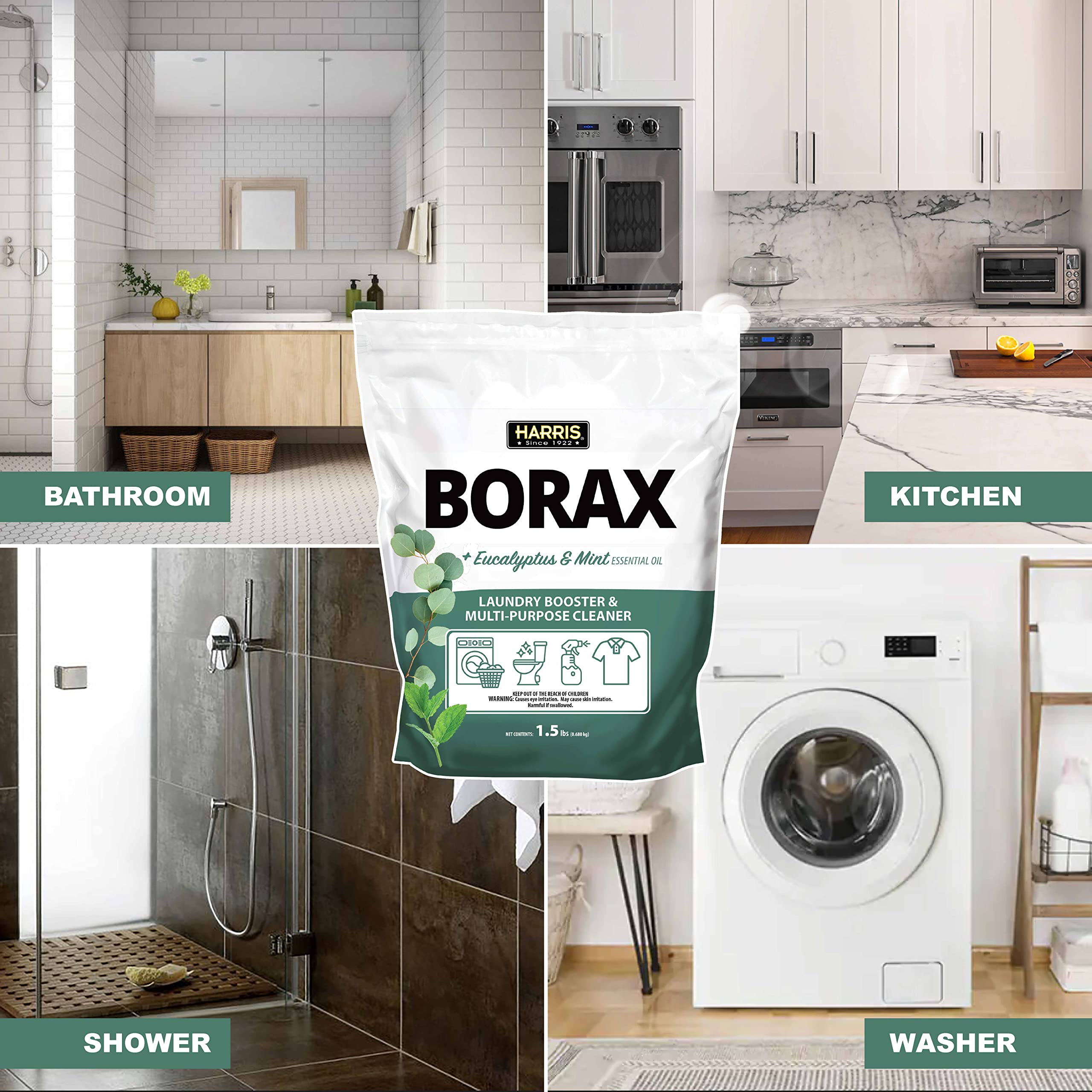 Mua Harris Borax Powder Laundry Booster and Multipurpose Cleaner, 1.5lb ...