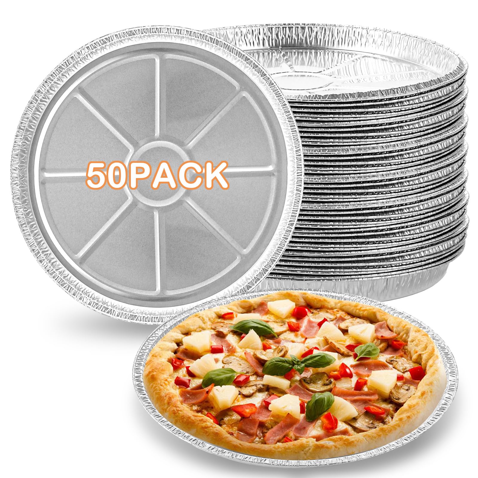 JMIATRY 50PCS Disposable Pizza Pans 12 Inch Round Foil Pans 12 Inch ...