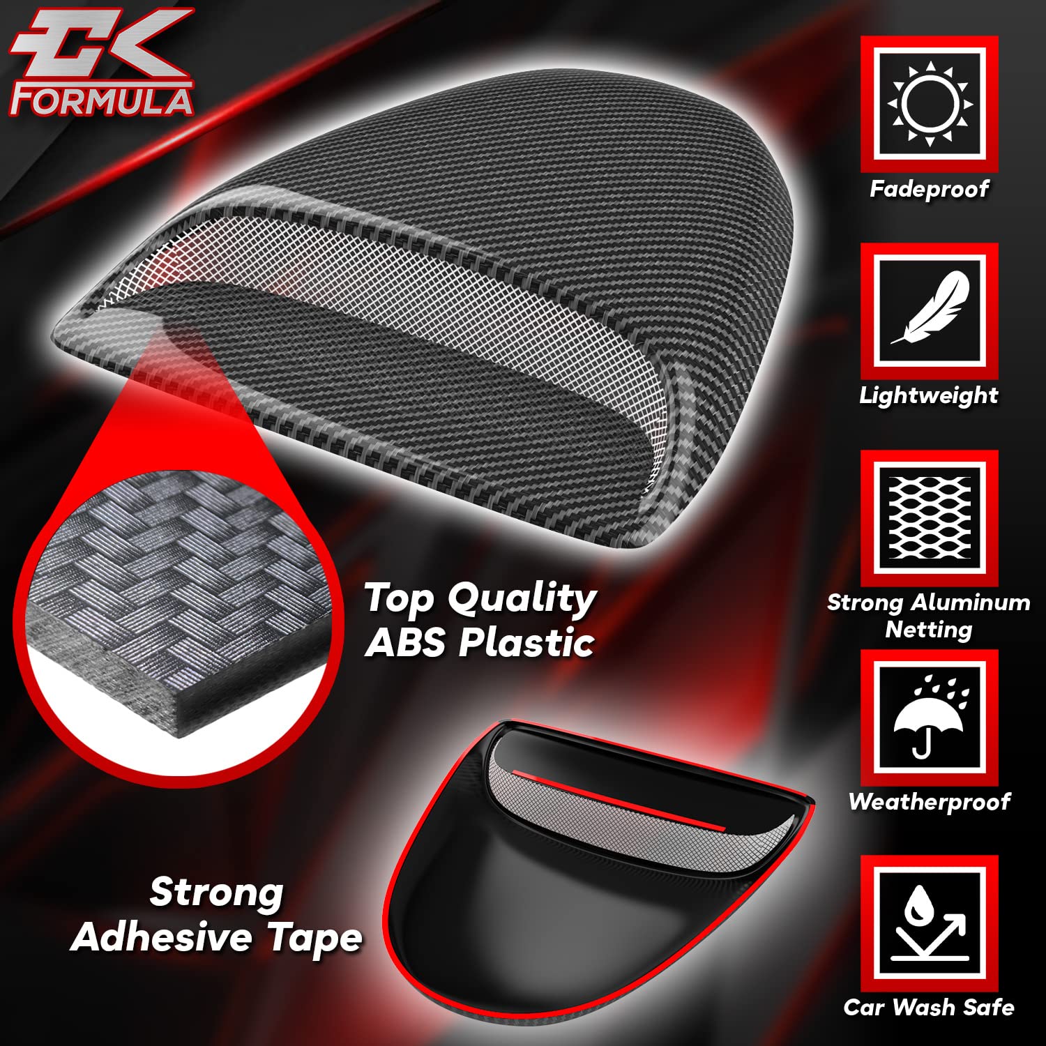 Mua CK Formula Carbon Fiber Hood Scoop - Front Car Hood Vent Cover, No ...