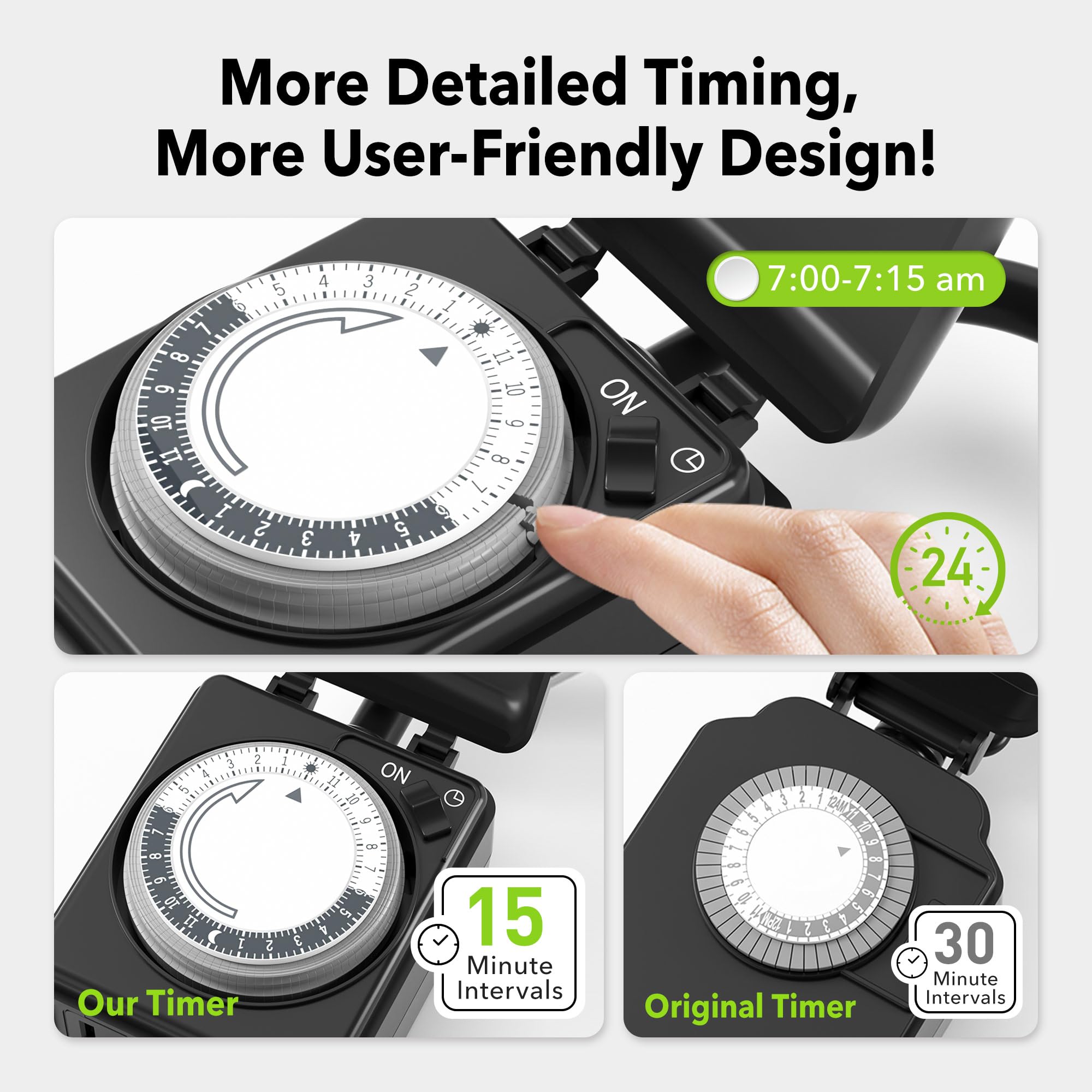 BN-LINK Compact 7 Day Outdoor Mechanical Timer, 24 Hour Programmable ...