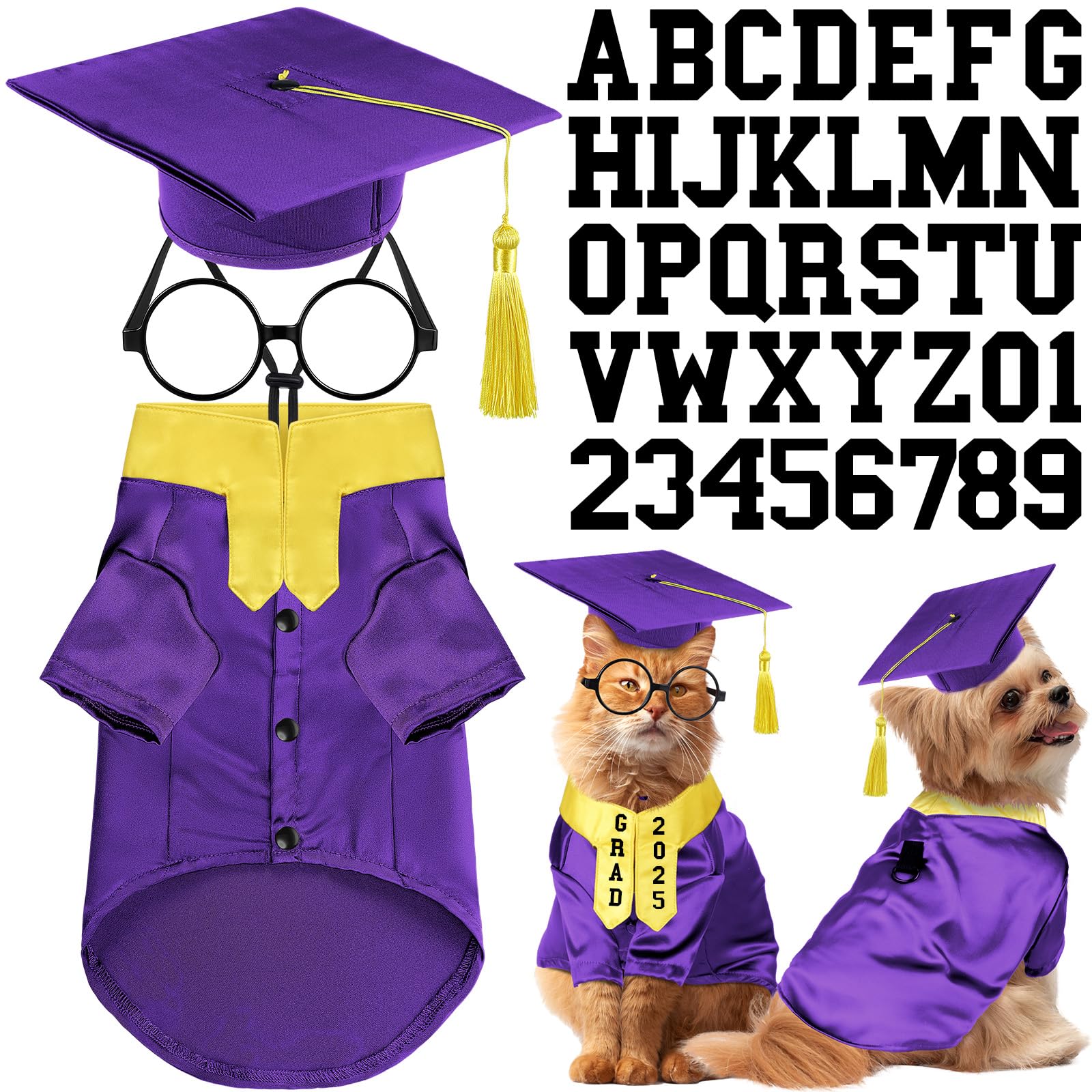 Huhumy 5 Pcs Dog Graduation Costume Set Include 2025 Pet Graduation ...
