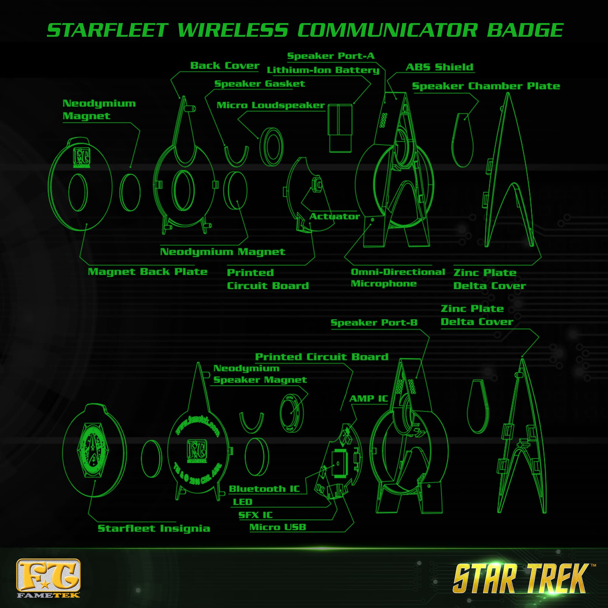 Mua FAMETEK Star Trek Next Generation Bluetooth Communicator Badge - TNG Bluetooth ComBadge with ...