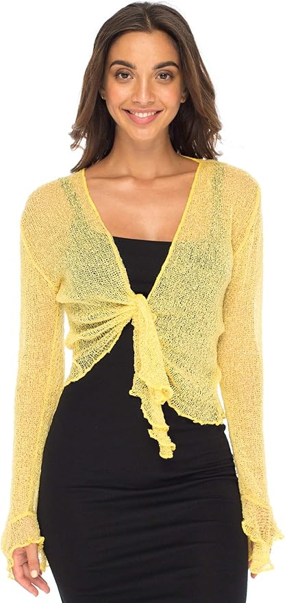 Back From Bali Womens Sheer Shrug Bolero Long Sleeves Cropped Cardigan ...