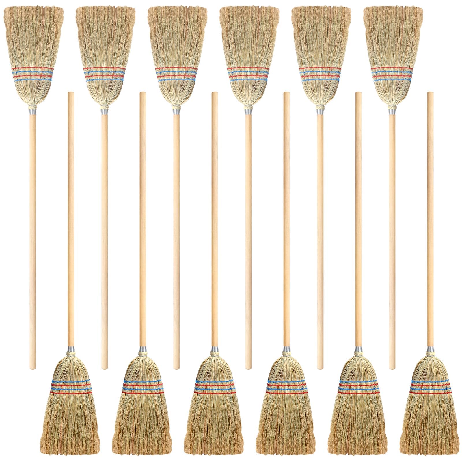 Yungyan 12 Pcs Heavy Duty Corn Broom with Wooden Handle Commercial ...