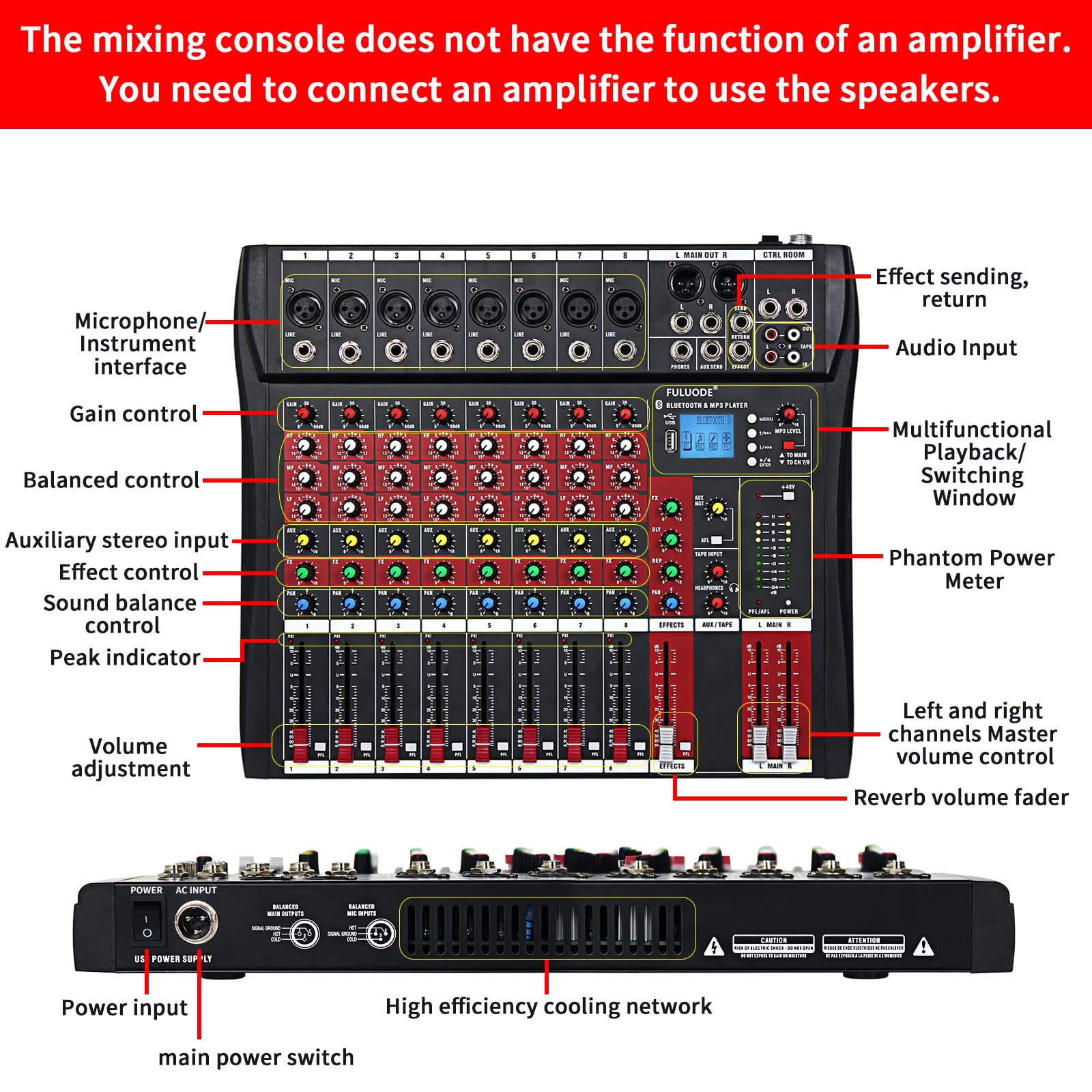 Mua FULODE CT-80S Professional audio mixer 8 Channel with MP3 Player ...