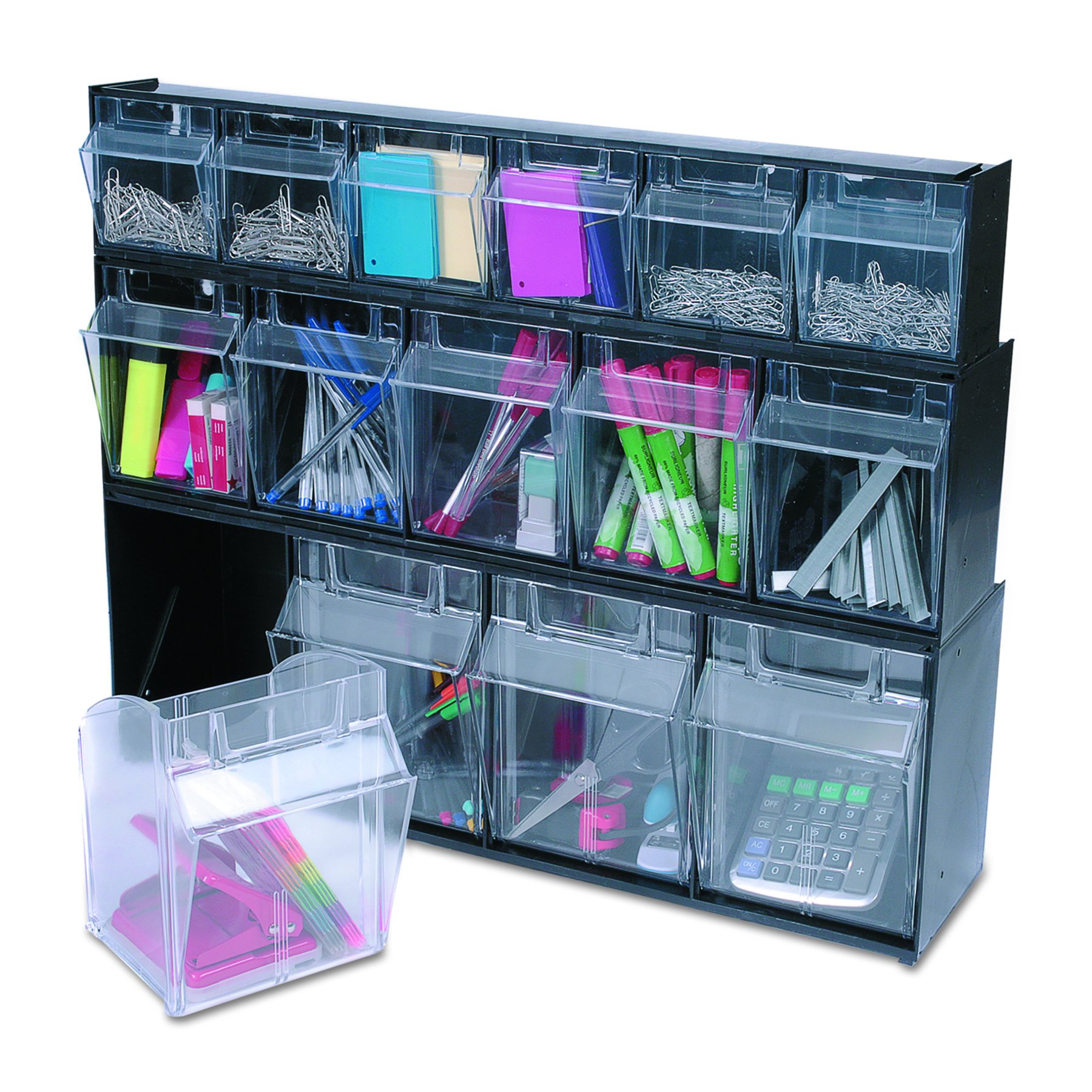 Deflecto 20604OPU Six-bin horizontal tilt bin storage system, 23-5/8w x ...