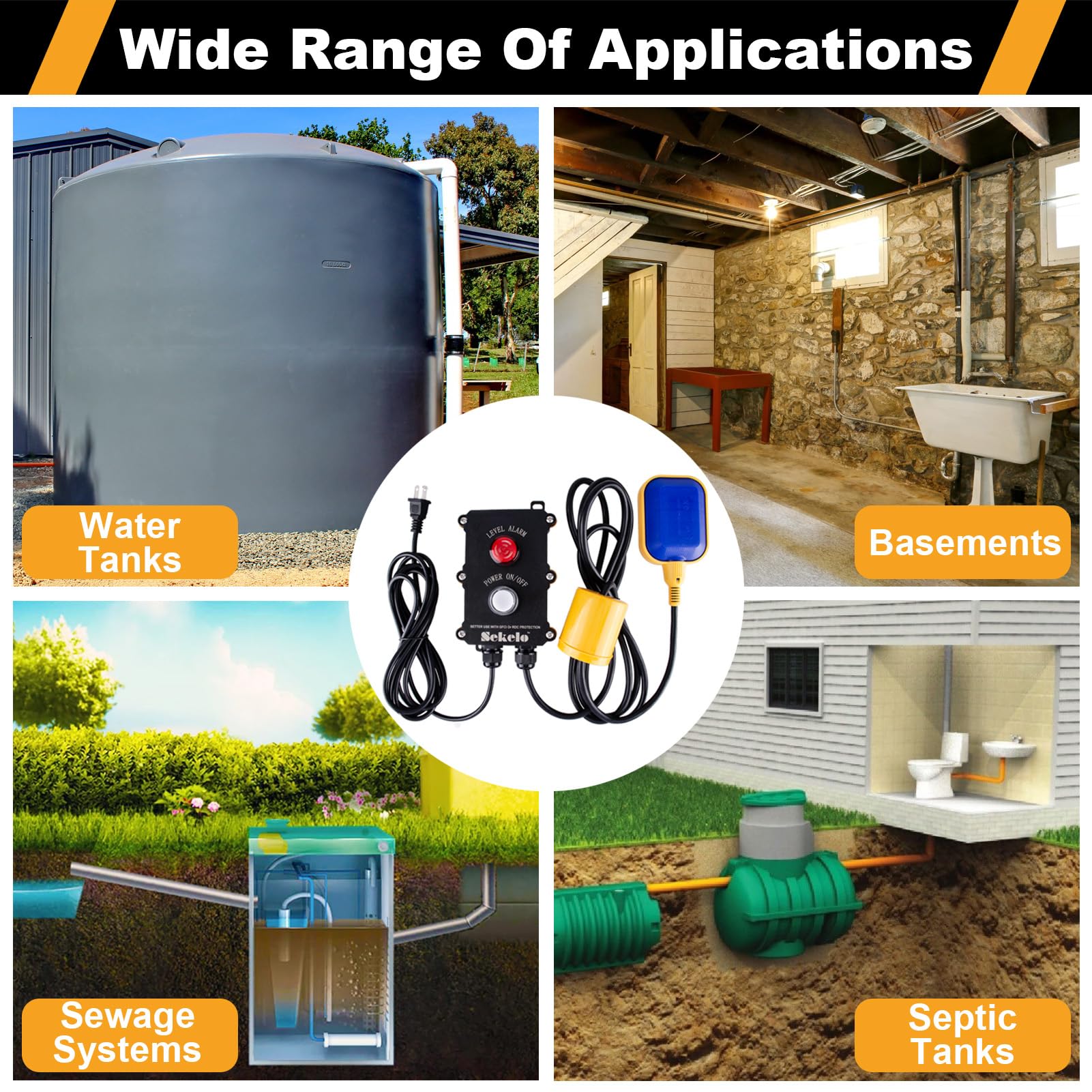 Pool Alarm Sump Pump Alarm, High Water Alarm For Sump Pump Water Tank ...