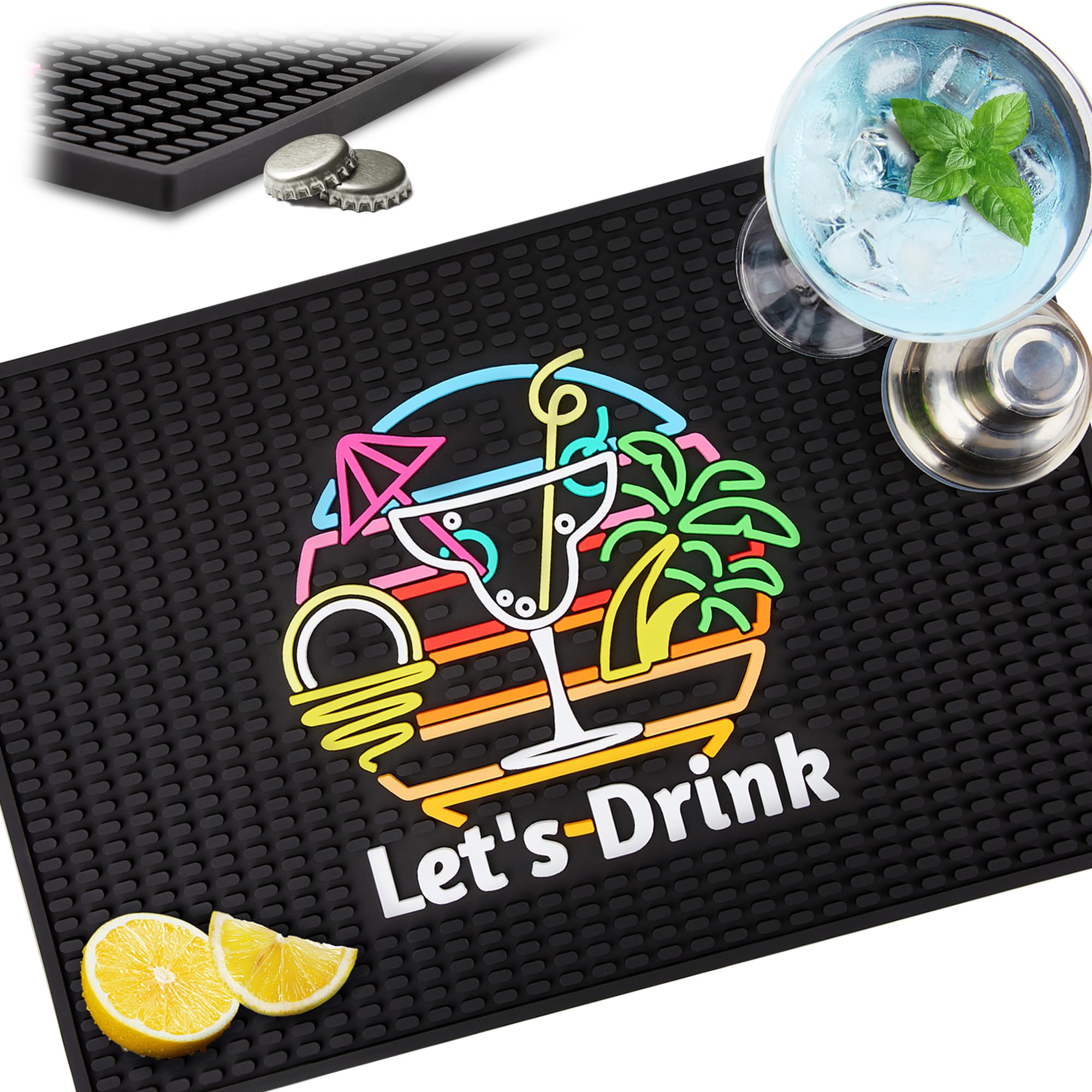 Ultra Tiki Bar Mat, 12 x 18 Inch Thick Rubber Bar Mat, Entertaining and ...