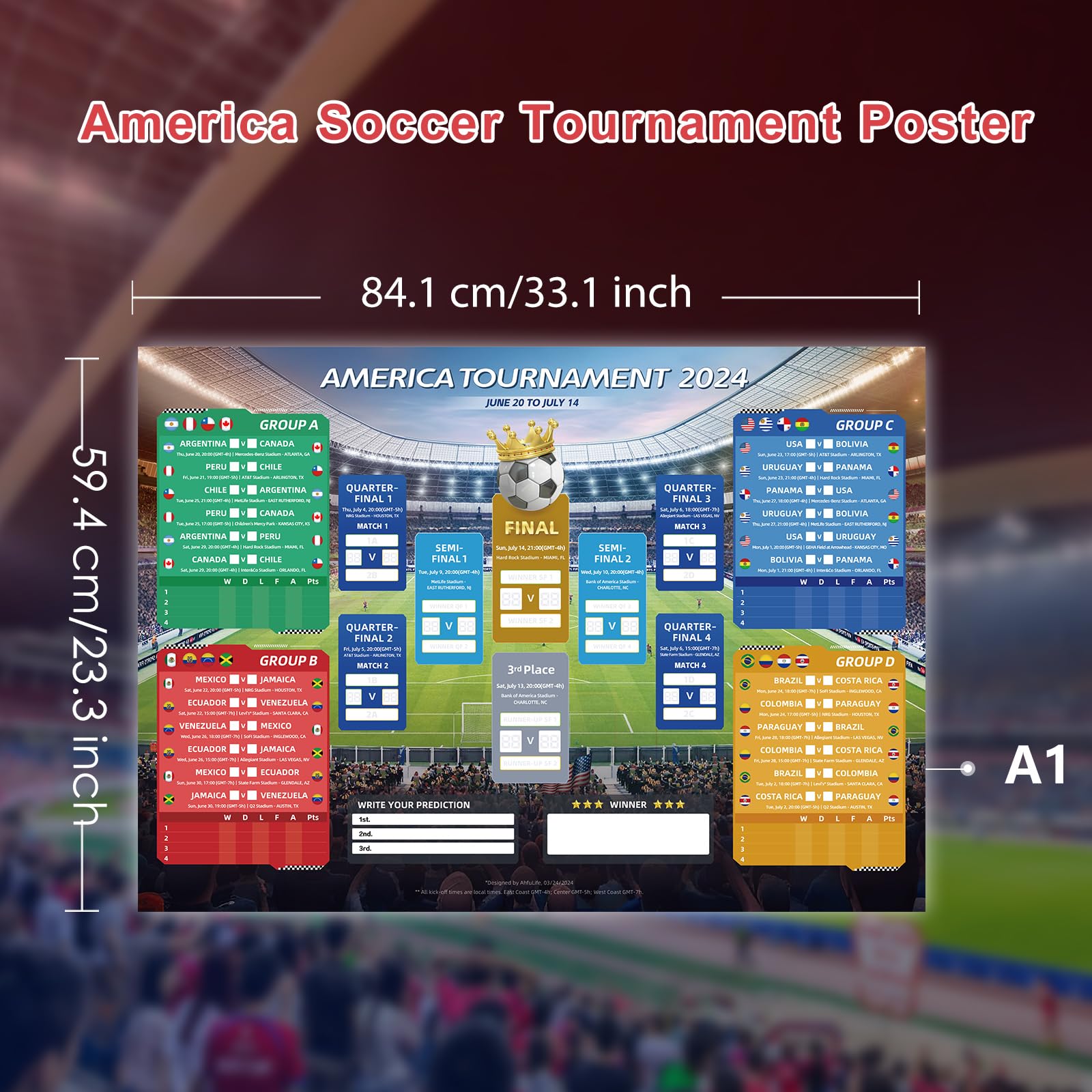 Mua AhfuLife Soccer Match Wall Chart Poster for COPA America 2024, A1 ...