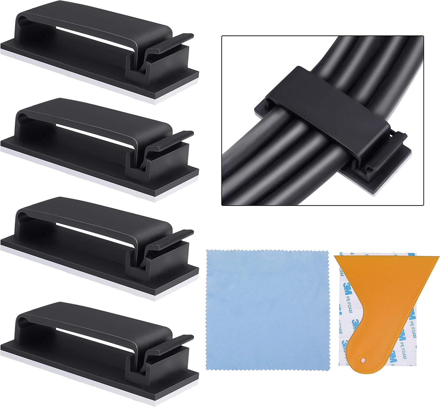 100PCS Adjustable Cable Clips Premium Adhesive Nylon Wire Clamps Cable ...