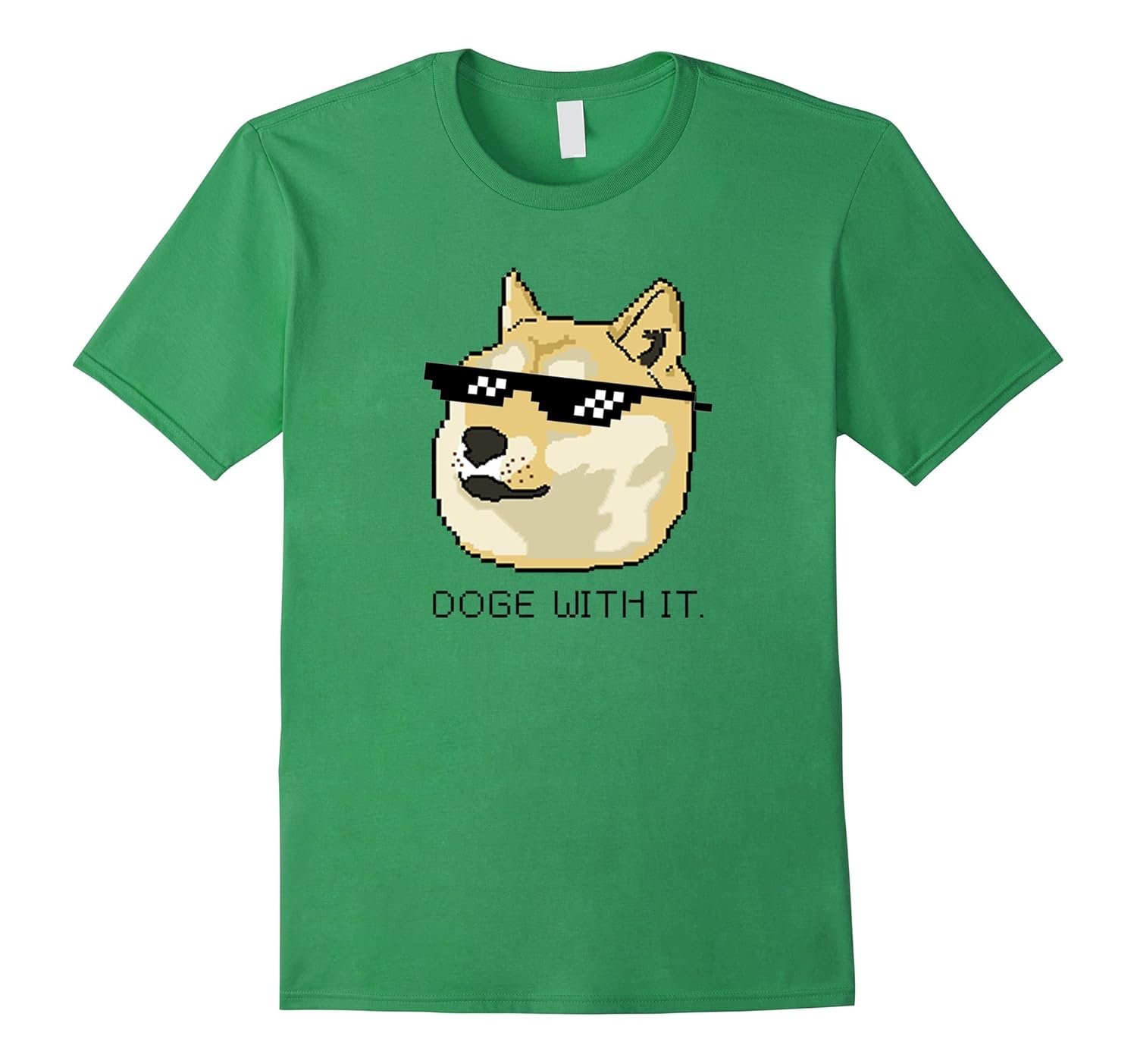 Doge With It pixel Doge T Shirt Cool Deal With It Meme Tee-TH – TEEHELEN