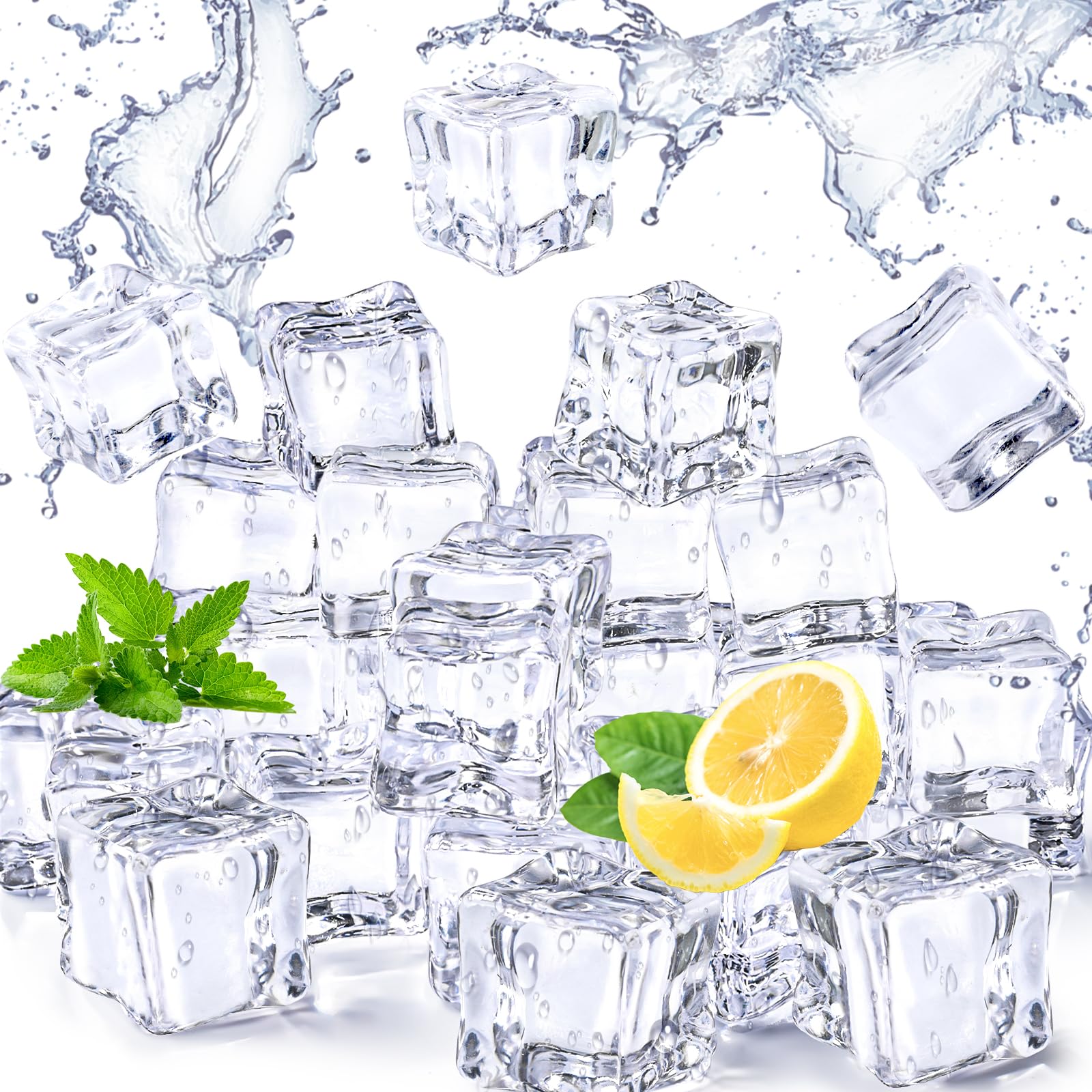 FUTUREPLUSX 100PCS Colorful Fake Ice Cubes, Acrylic Fake Crushed Ice ...