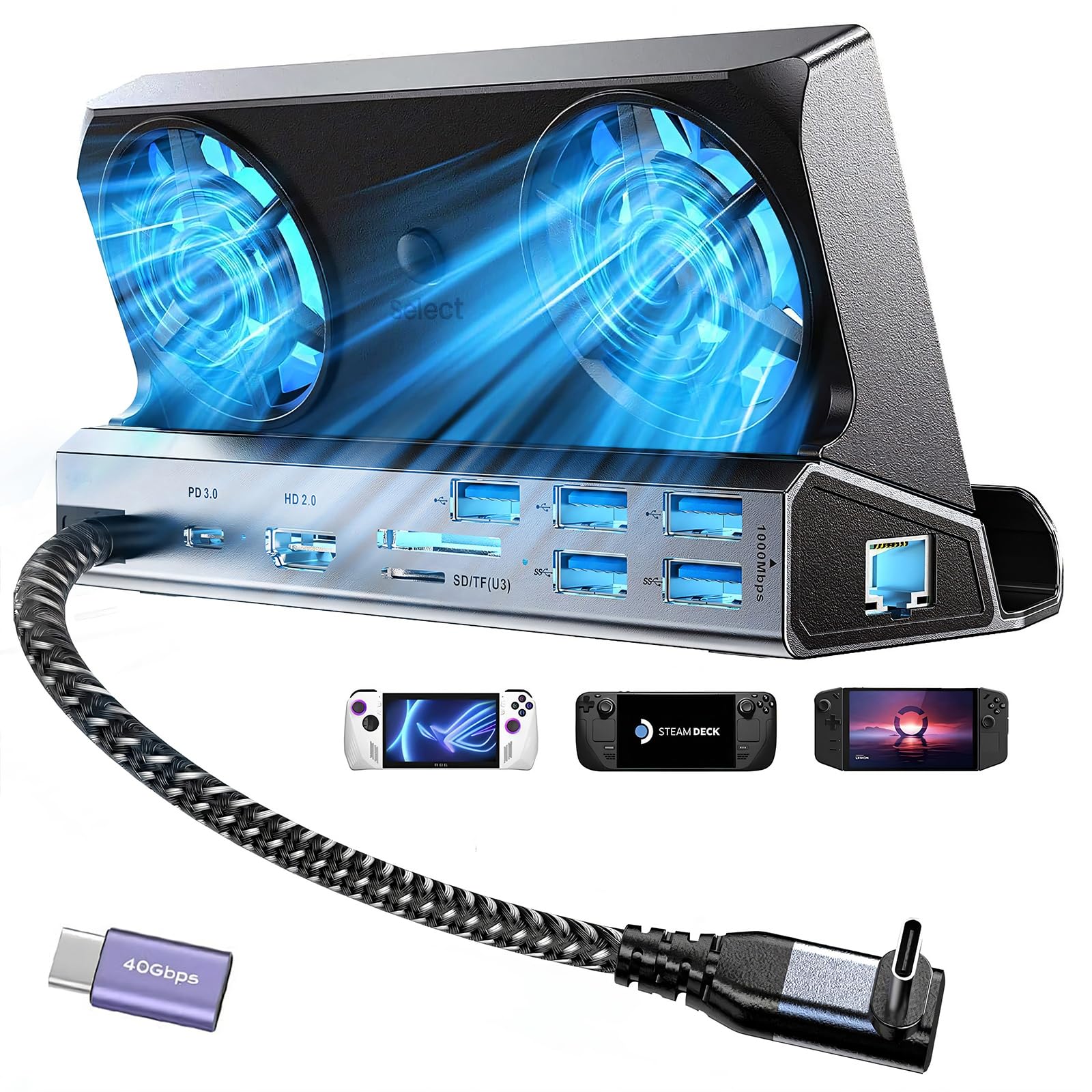 Docking Station for Steam Deck ROG Ally with Dual Cooling Fans, 10-IN-1 ...