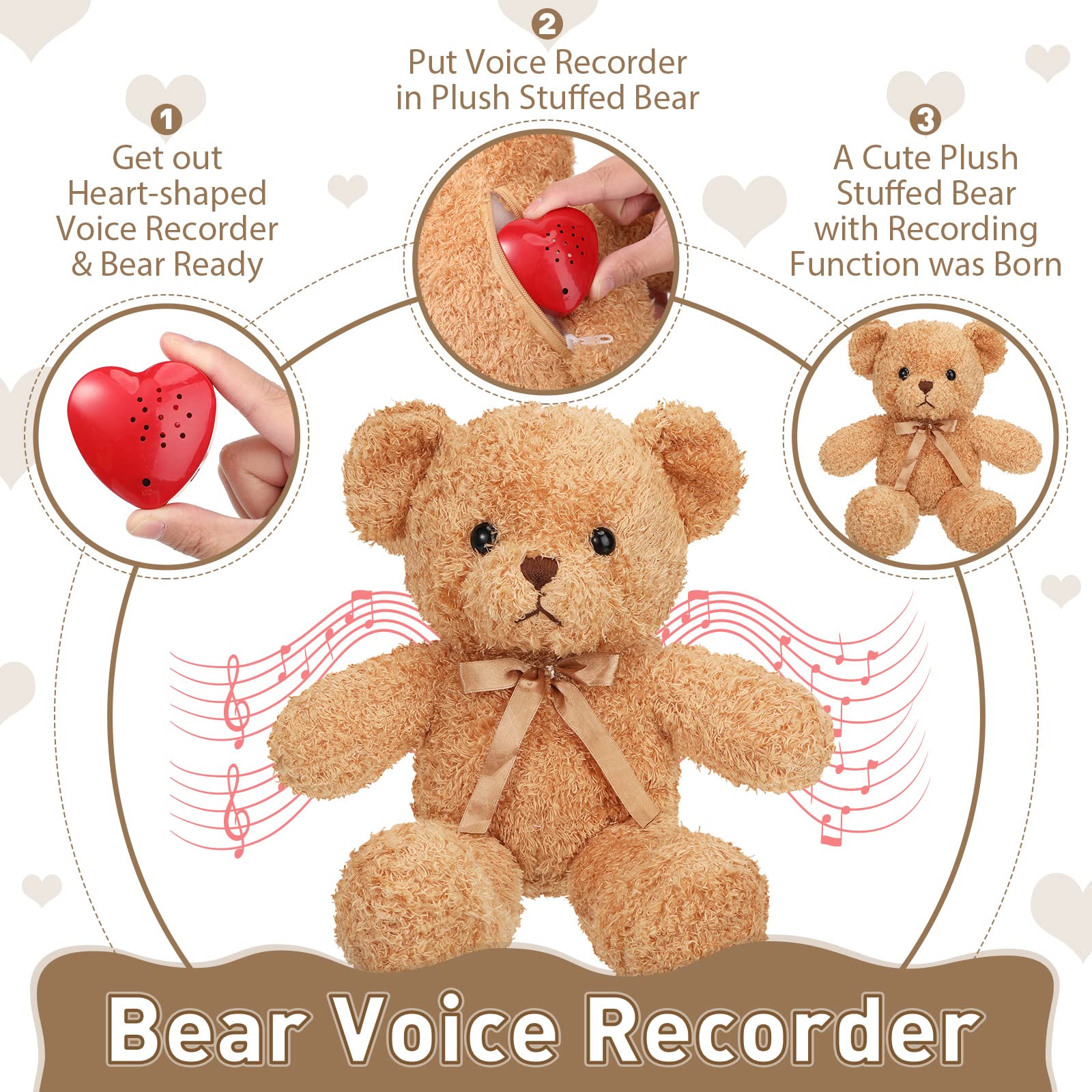 Mua Bear Stuffed Animal with Voice Recorder Set, 60 Seconds Voice Sound ...