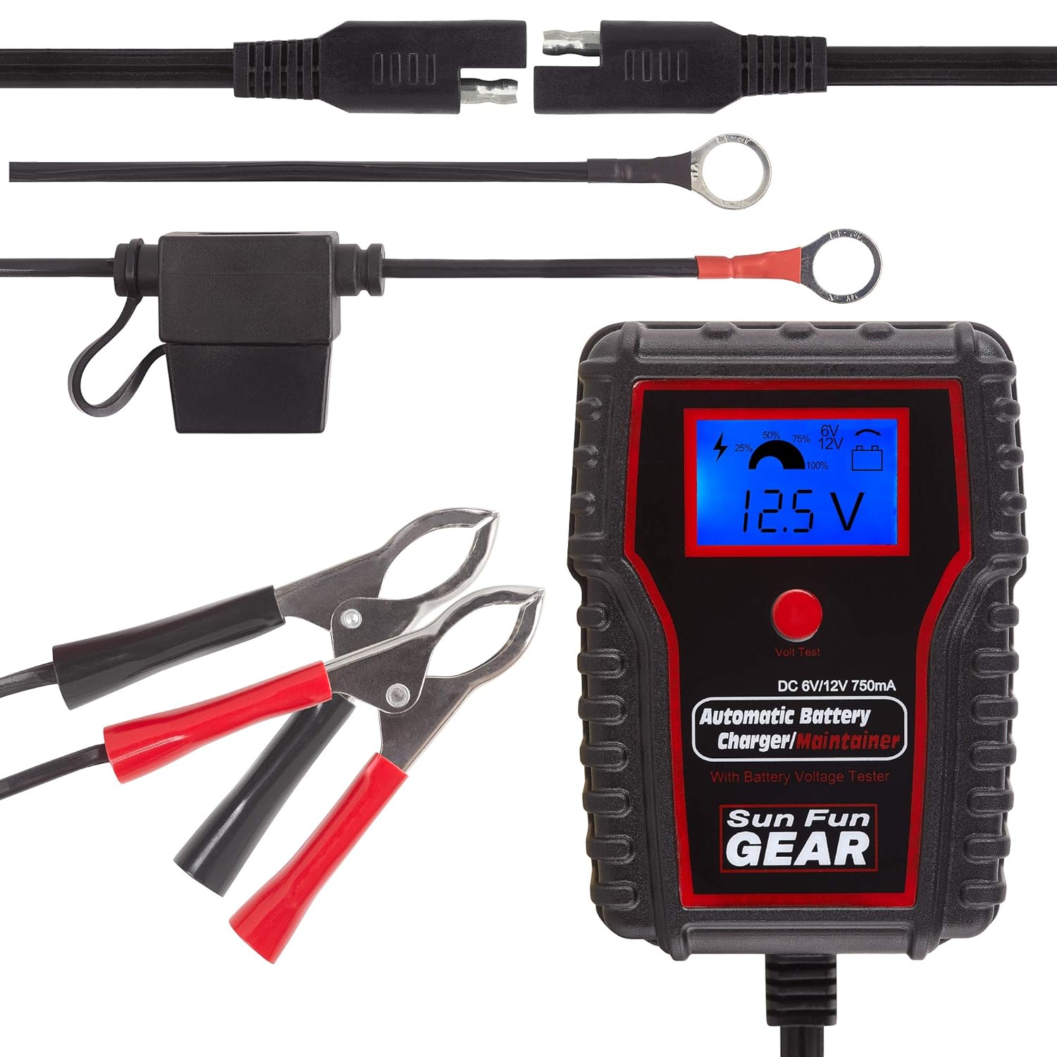 Perfect for maintaining AGM Sun Fun Gear 750ma 6V/12V Battery Trickle ...