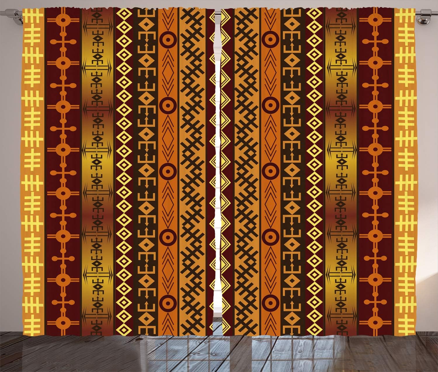 Ambesonne Tribal Curtains by, African Motif with Ethnic Effects and ...