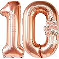 Amazon.com: Large, Rose Gold number 10 balloon - 40 Inch | Rose Gold 10 ...