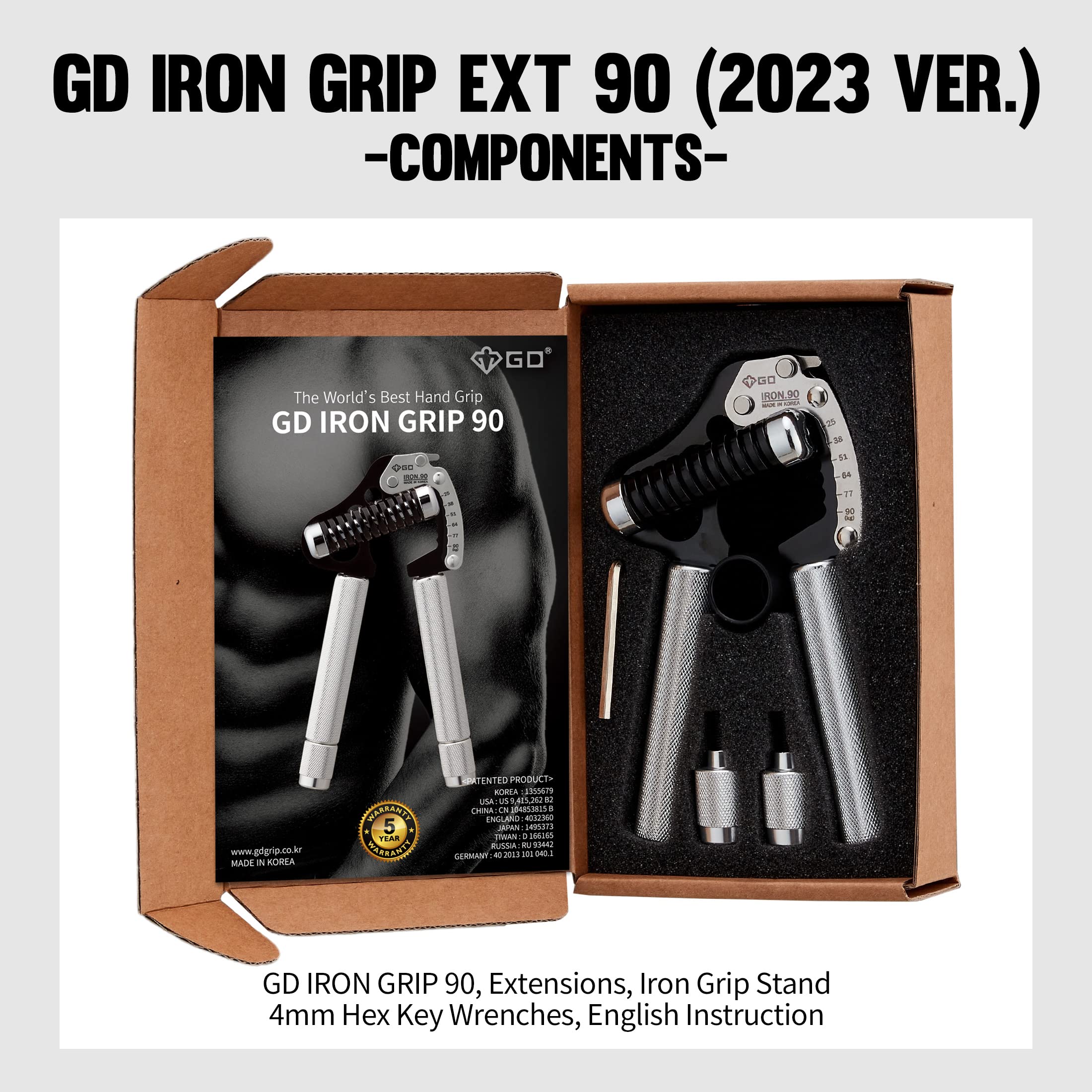 GD IRON GRIP EXT 90 Hand Grip Strengthener Premium Grip Strength ...
