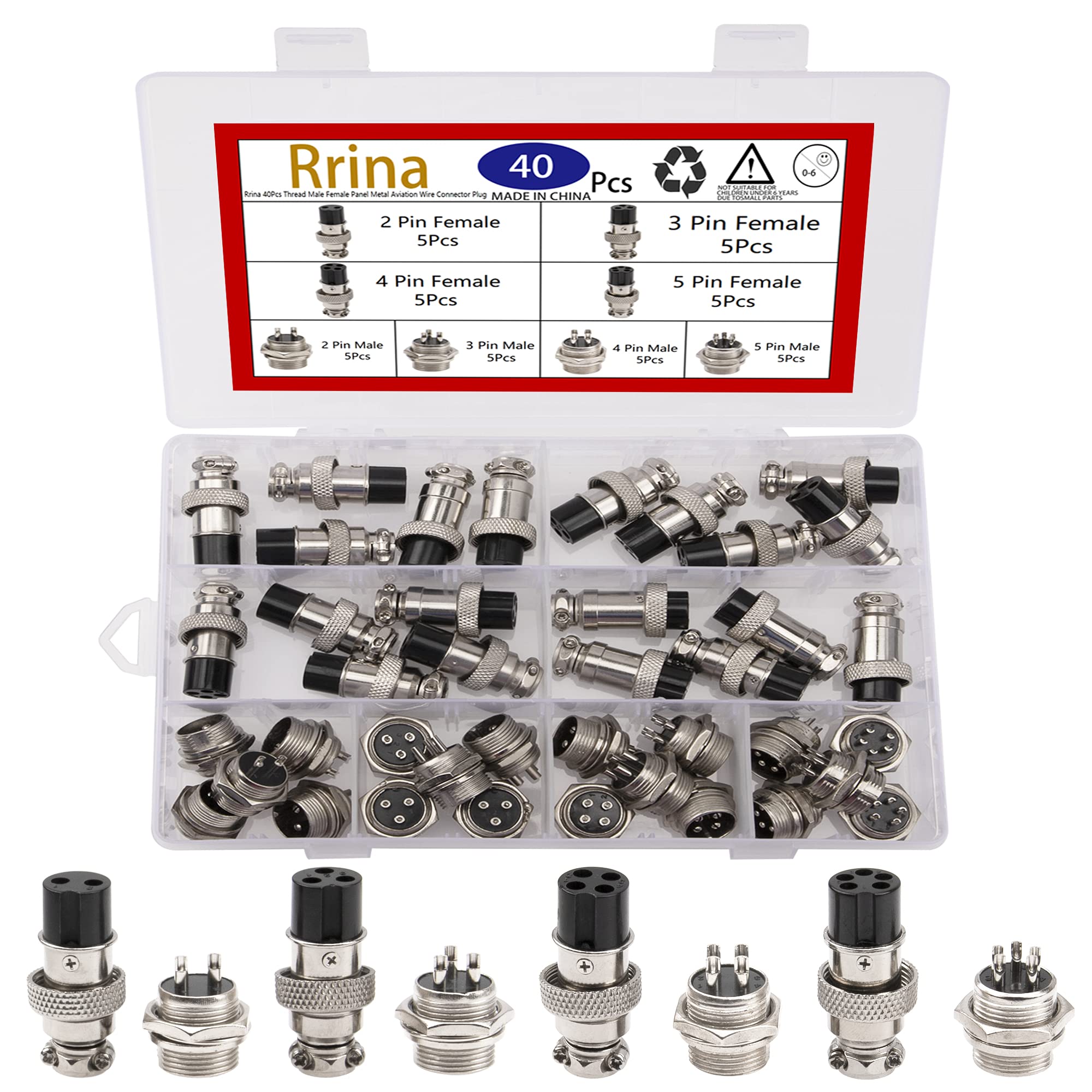 Mua Rrina 40Pcs Thread Male Female Panel Metal Aviation Wire Connector ...