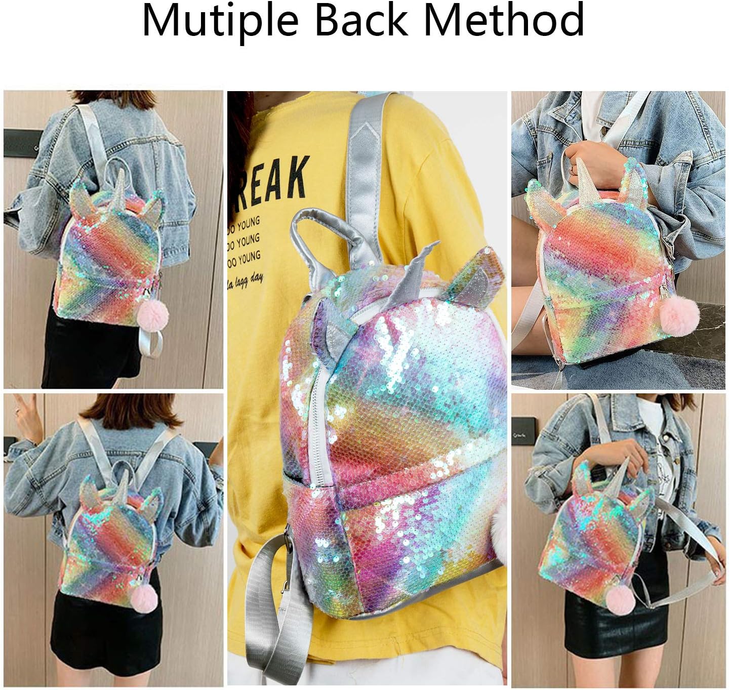 Girls Sequin Backpack,WolinTek Unicorn Backpack Girl Sequins Schoolbag for Girls,Fashion and ...