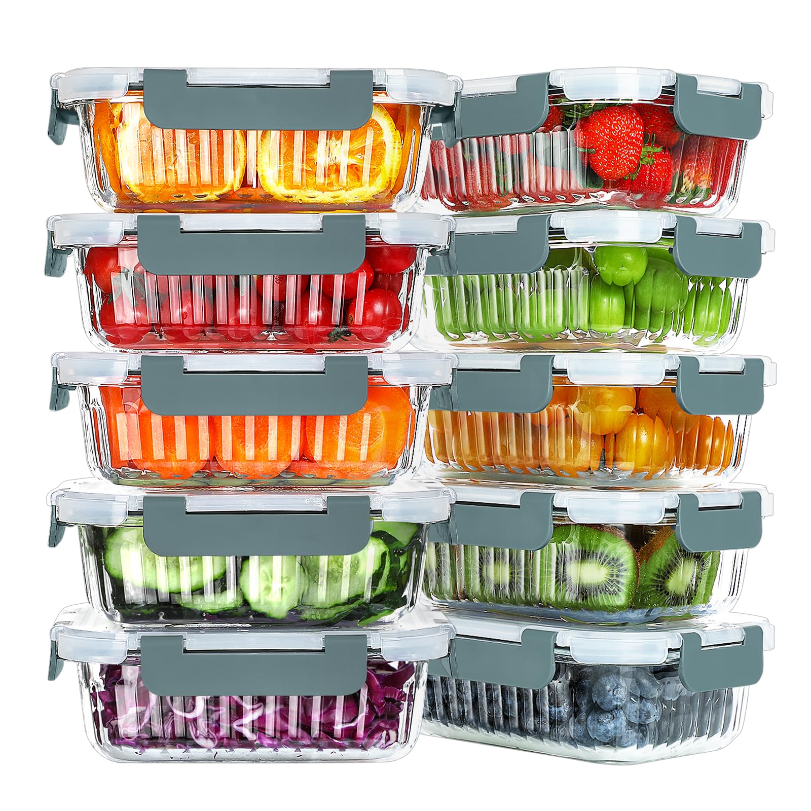 Mua KOMUEE 10 Packs 22 oz Glass Meal Prep Containers, Glass Food Storage Containers with Lids ...