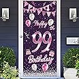 Amazon.com : Happy 99th Birthday Door Banner Backdrop Purple Sweet Balloon Theme Party Door ...