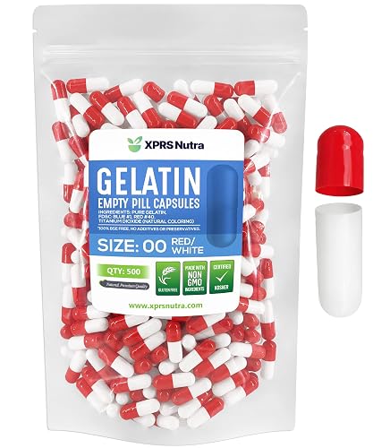XPRS Nutra Size 00 Empty Capsules - 500 Count Empty Gelatin Capsules ...