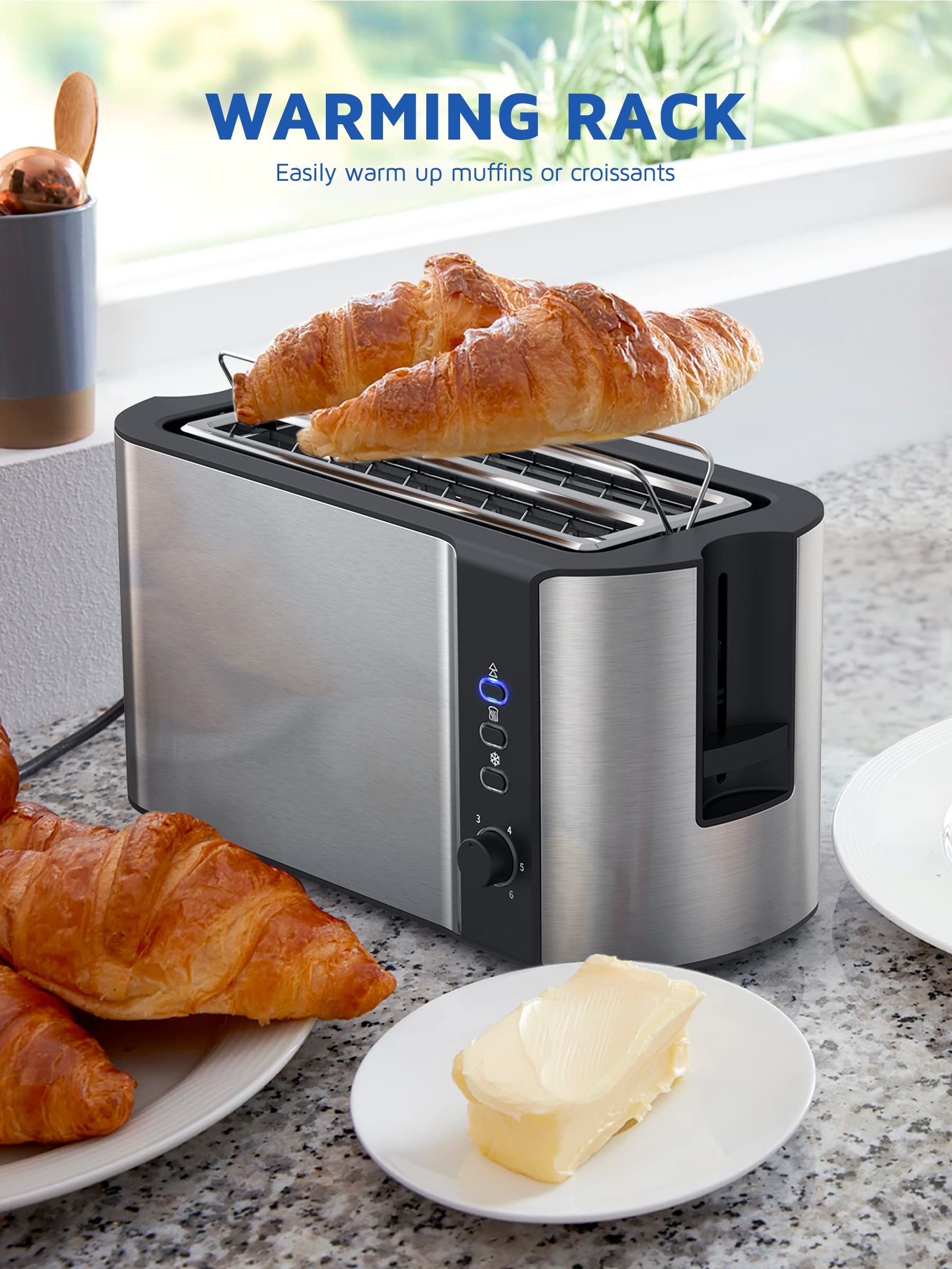 Mua DyBaxa Stainless Steel Toaster 4 Slice, 2 Slice Long Slot, Compact ...