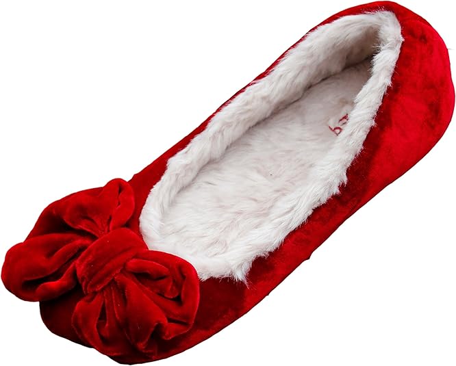 Berry Velvet Bow Ballerina Slippers By Ruby and Ed (UK - 4): Amazon.co ...