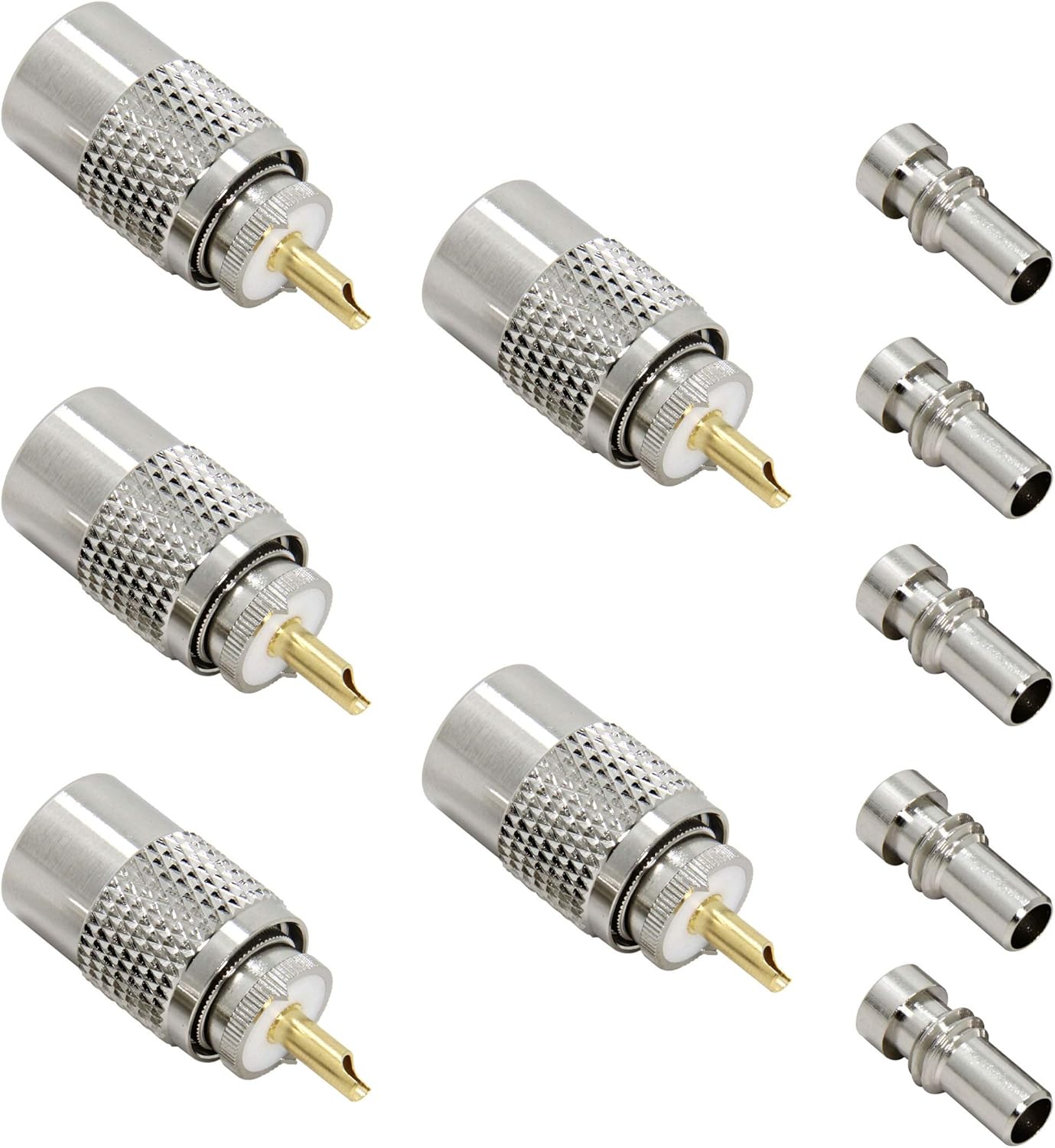 PL 259 Connectors, 5-Pack PL-259 UHF Male Solder Connector Plug with ...