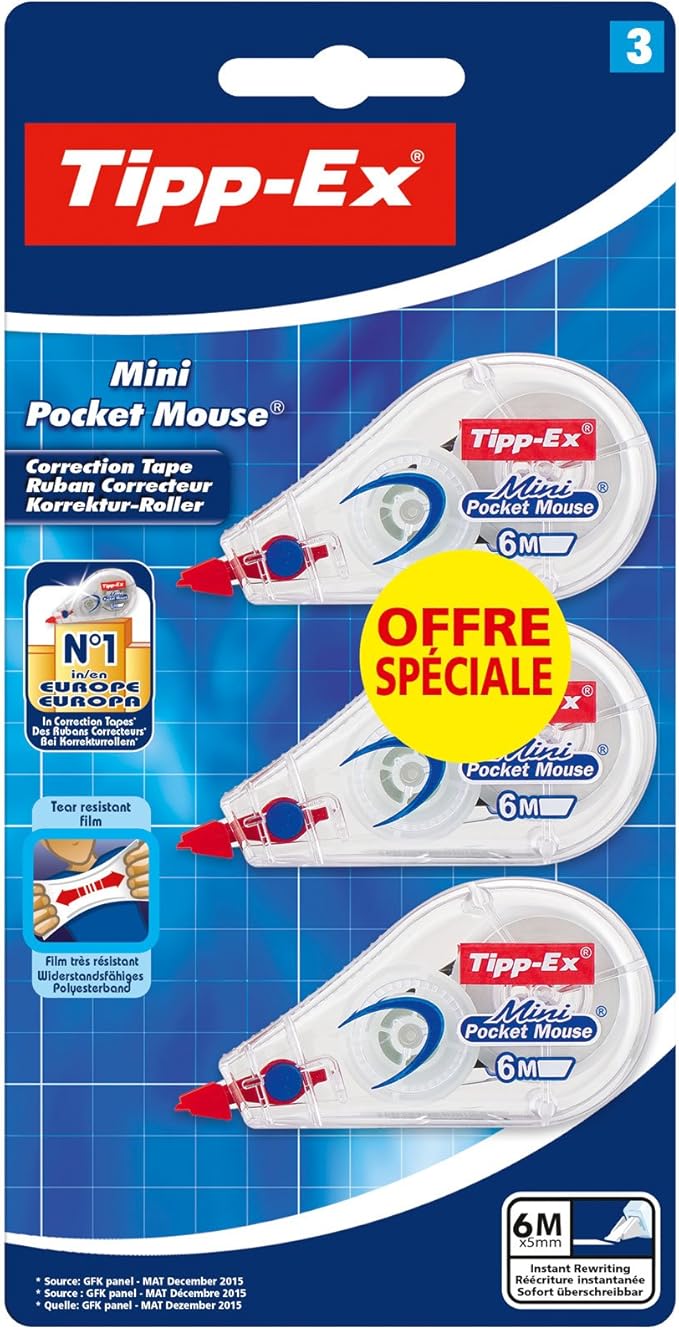 Tipp-Ex Mini Pocket Mouse Rubans Correcteurs - 6 m x 5 mm, Blister ...