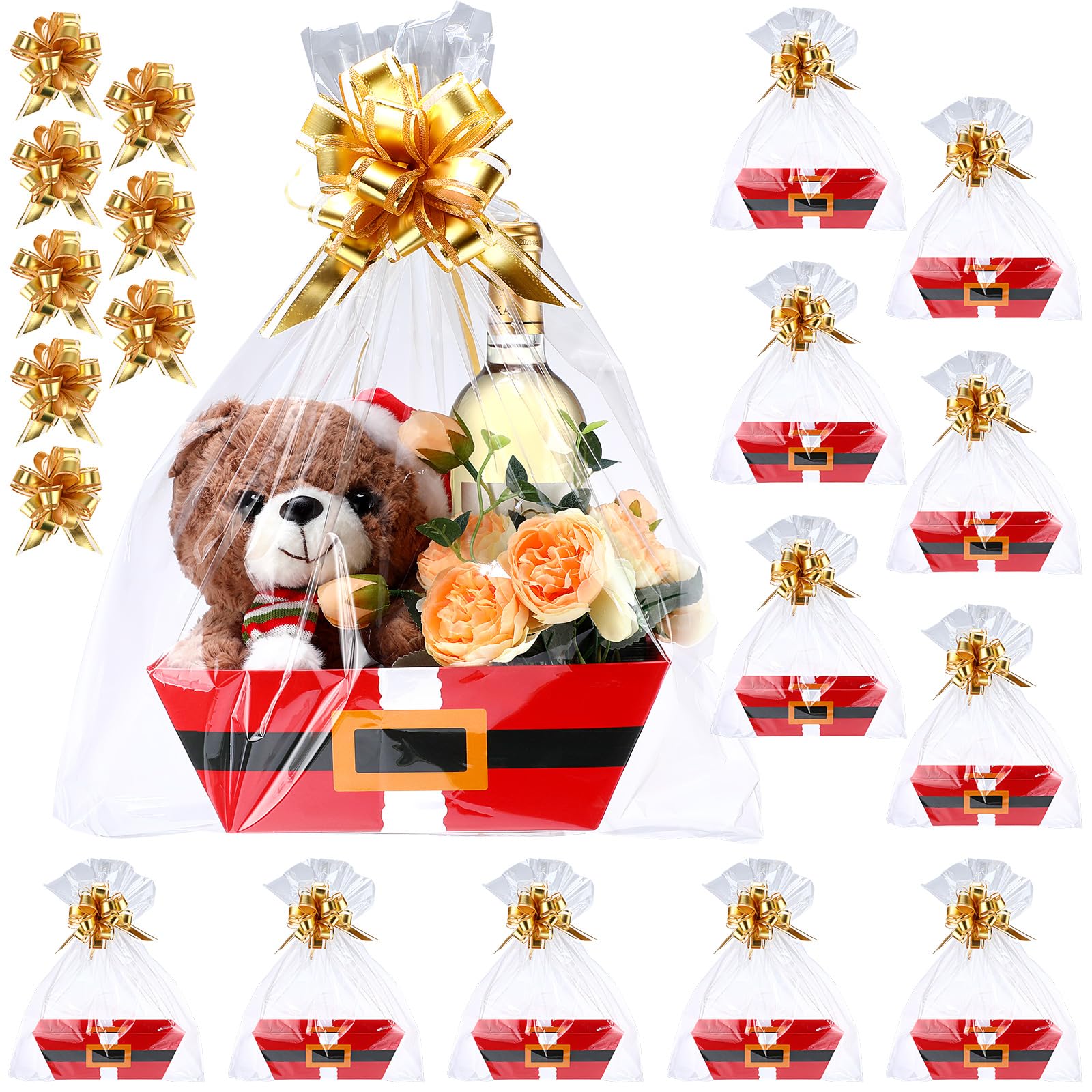 Tioncy 44 Pcs 7 x 10 Inch Christmas Baskets for Gifts Empty with Gold ...